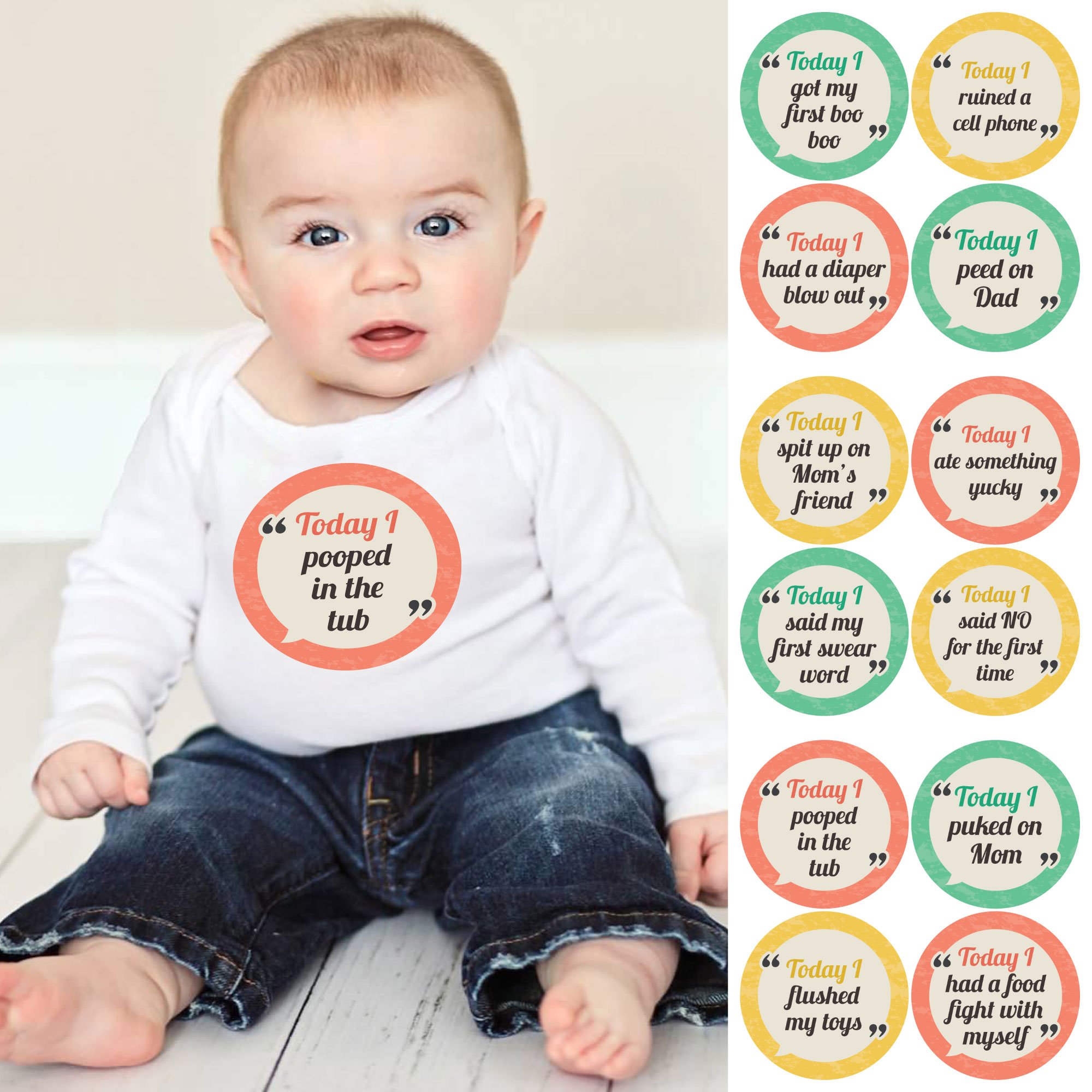 Buy Funny Baby's First Milestone Sticker Set - Baby Shower Gift Ideas ...