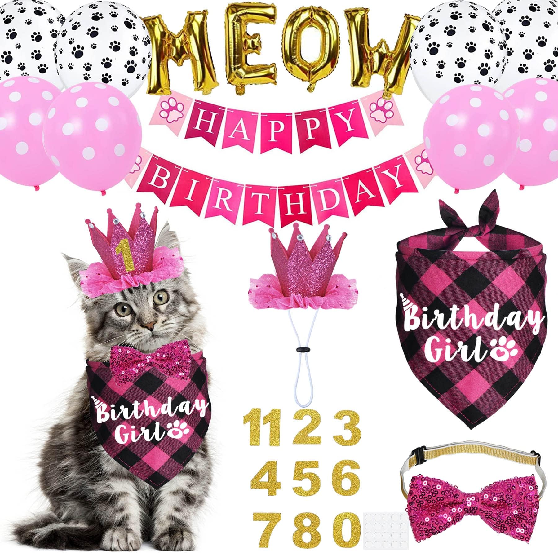 JOTFA Cat Birthday Party Supplies, Cat Birthday Outfits Cat Birthday ...