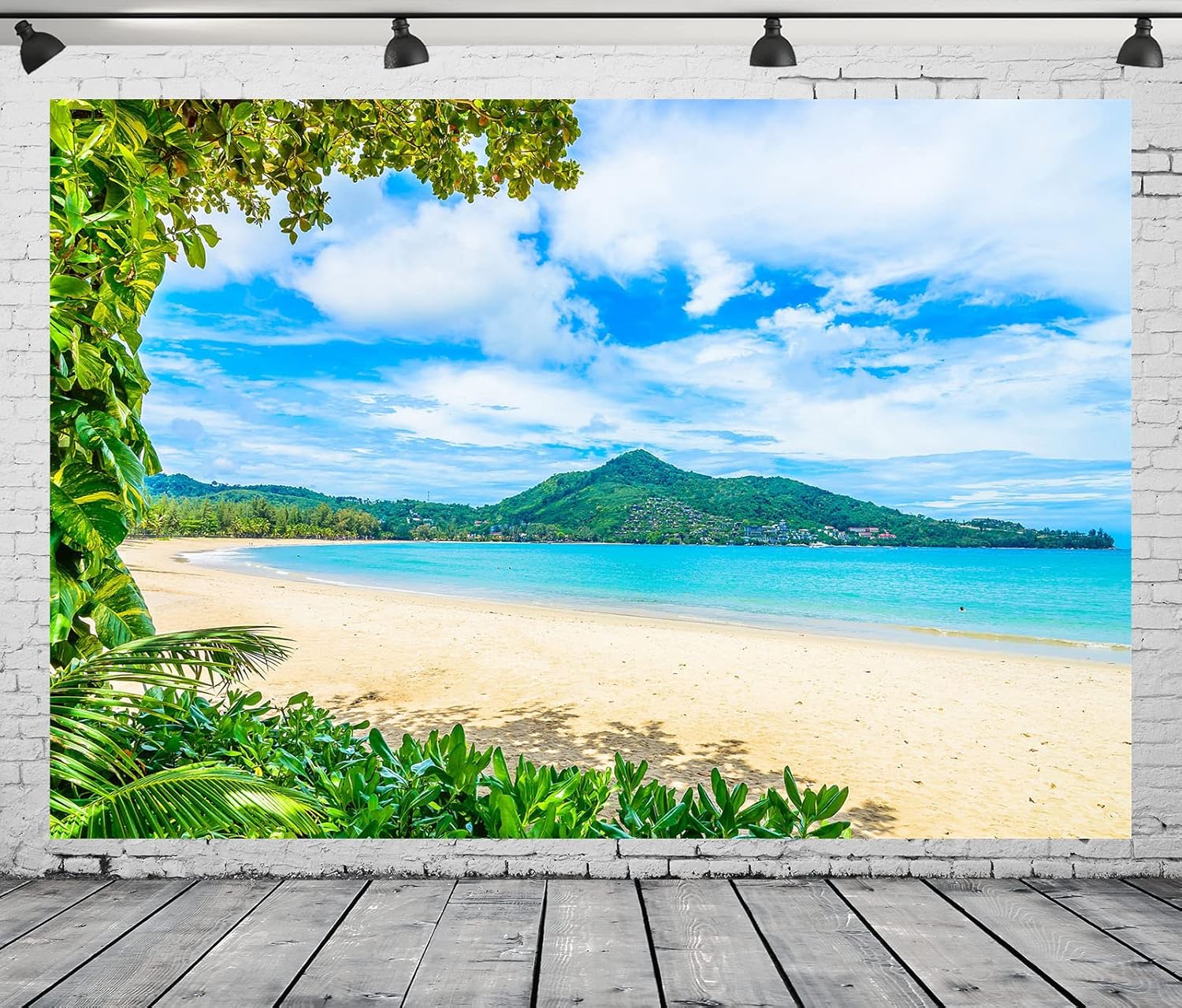 CORFOTO 6x4ft Fabric Summer Tropical Beach Backdrop Palm Leaves ...