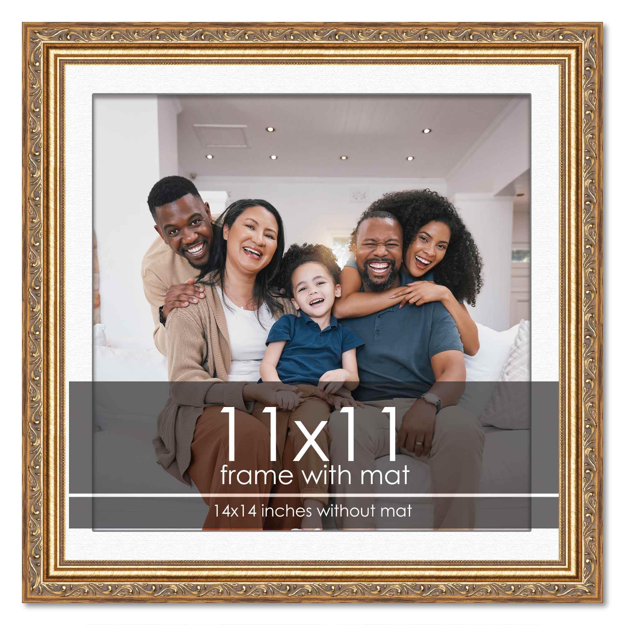 Amazon.com - 11x11 Frame with Mat - Antique Gold 14x14 Frame Wood Made ...