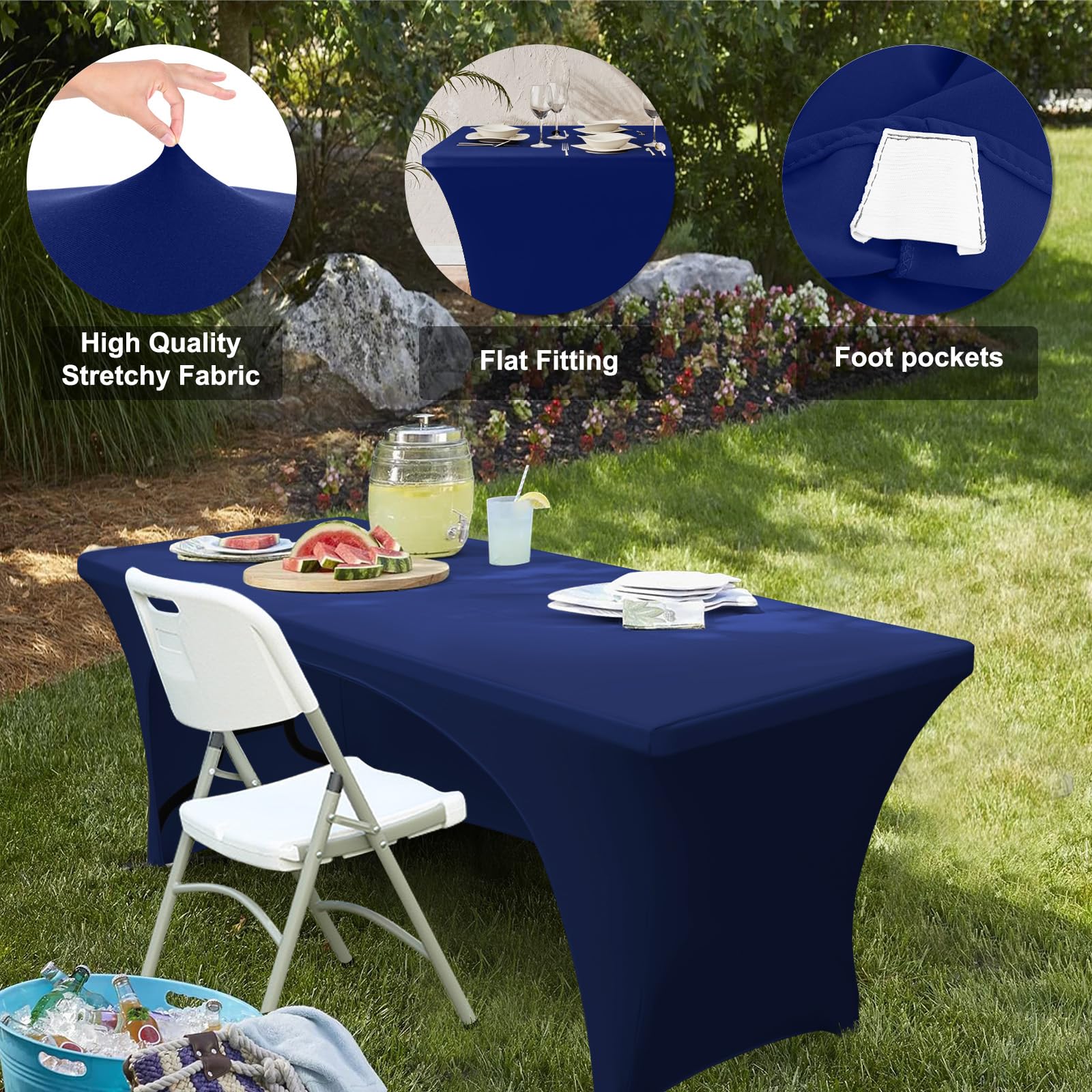 Snapklik.com : 6 Ft Spandex Table Cover Open Back Fitted Tablecloth Stretch Washable Tablecover ...