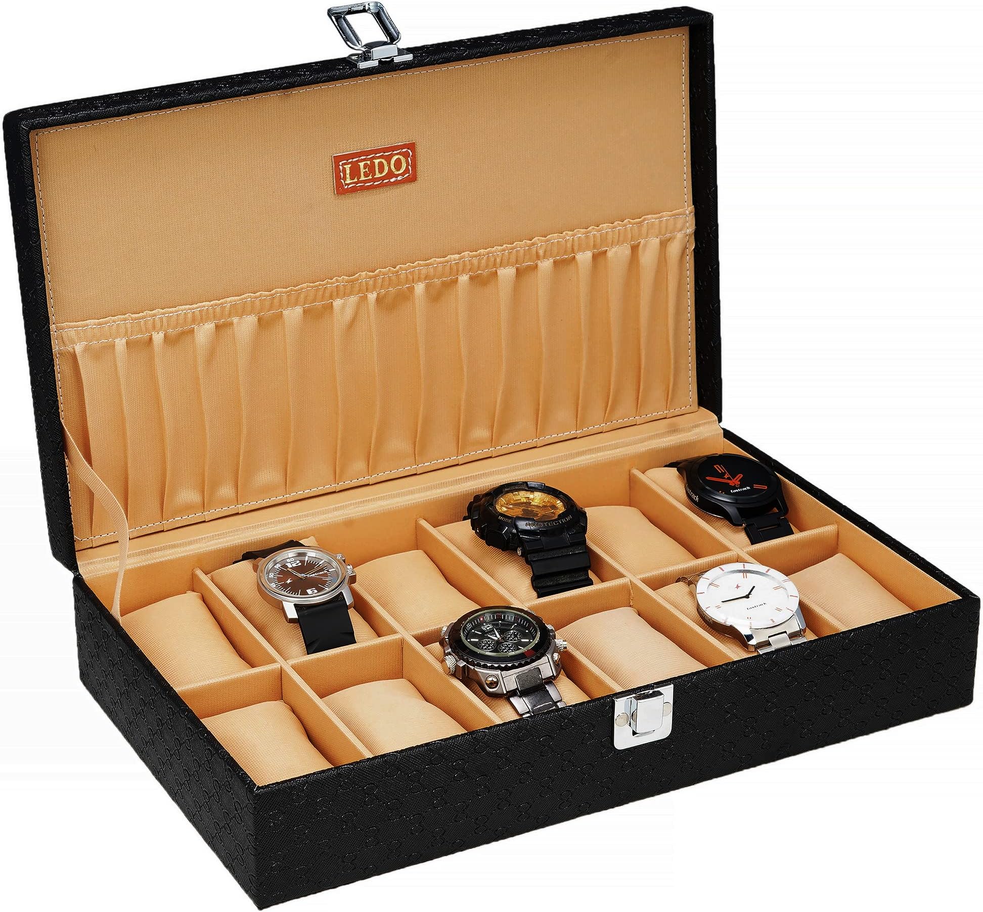 Solid Espresso Wood Watch Box Organizer with Glass Display Top by ...
