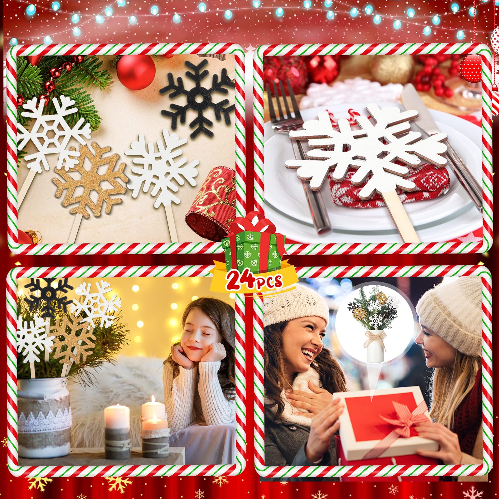 Snapklik.com : Vicenpal 24 Pcs Snowflake Decoration Christmas Snowflake ...