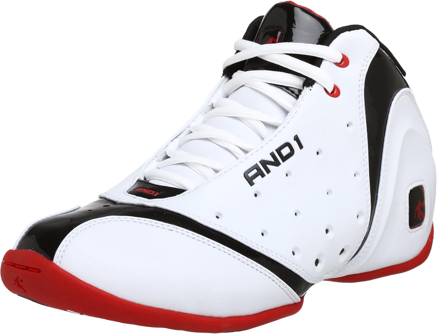 Amazon.com | AND 1 Men's Rivet Mid Basketball Shoe,White/Black/Red,11 M ...
