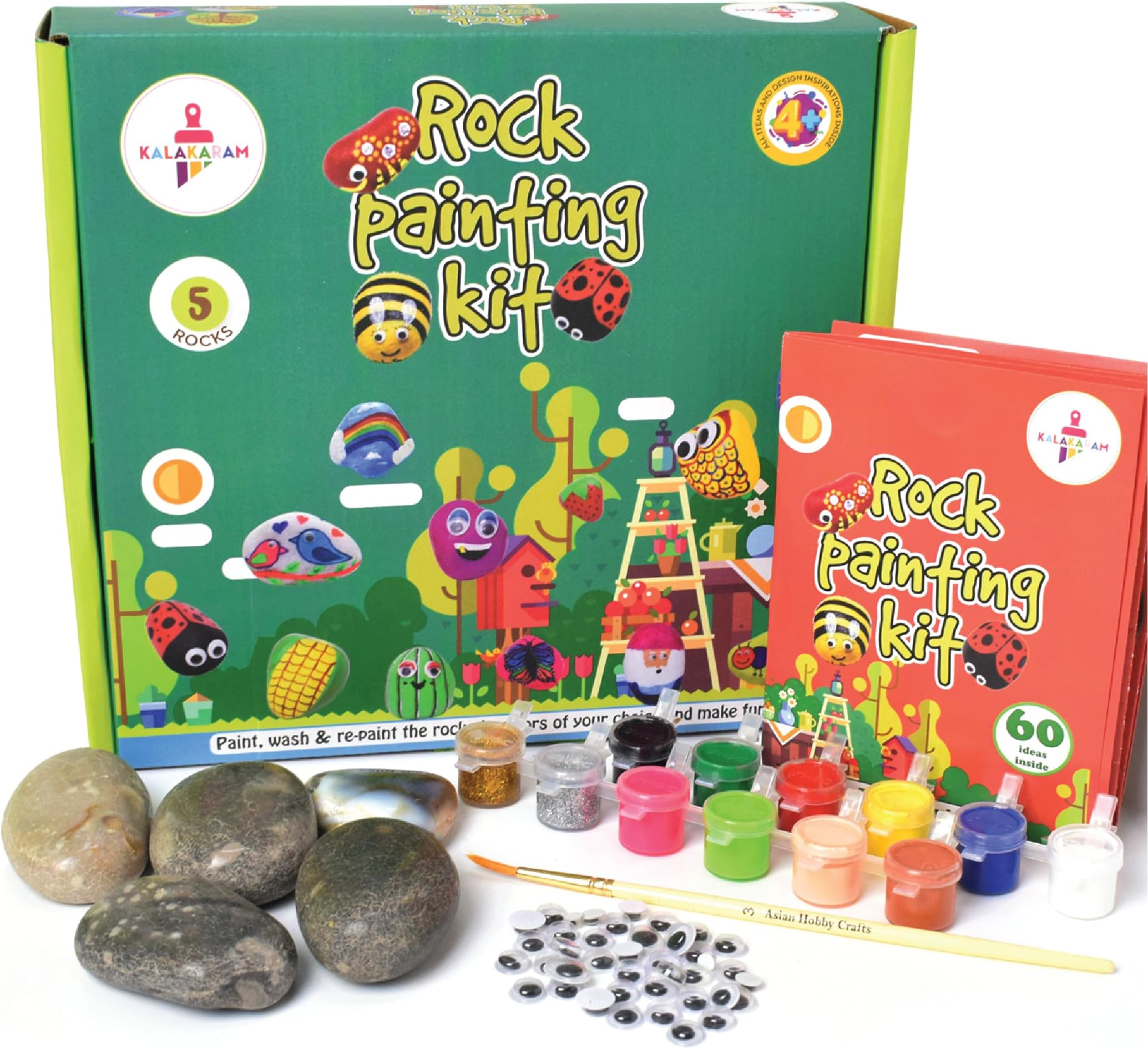 Kalakaram DIY Rock Painting Kit, Comes with 5 Re-usable Rocks, Ultimate ...