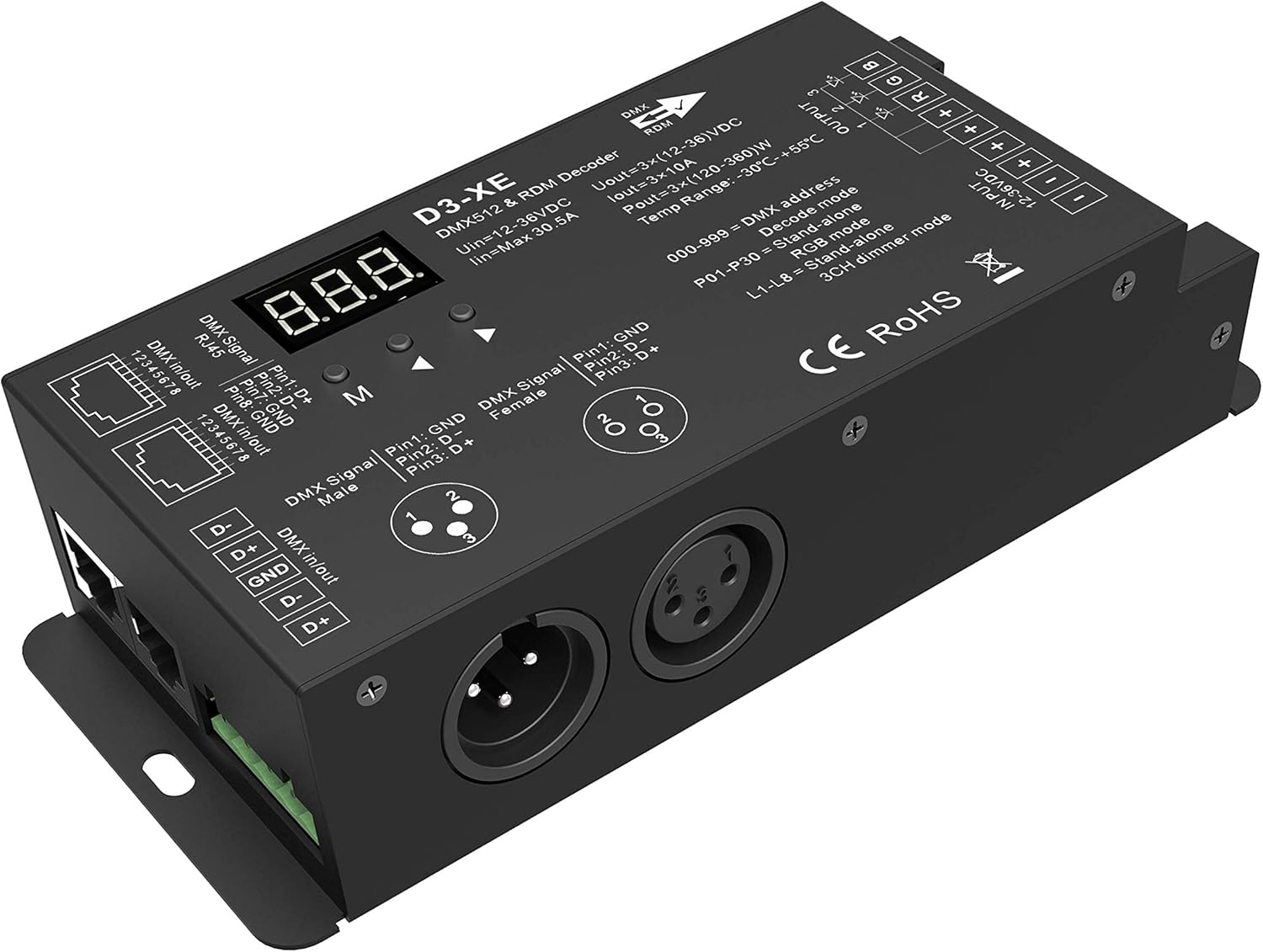 Amazon.com: Novabright Regir 3CH D3-XE 30A DMX Decoder PWM Flicker Free ...