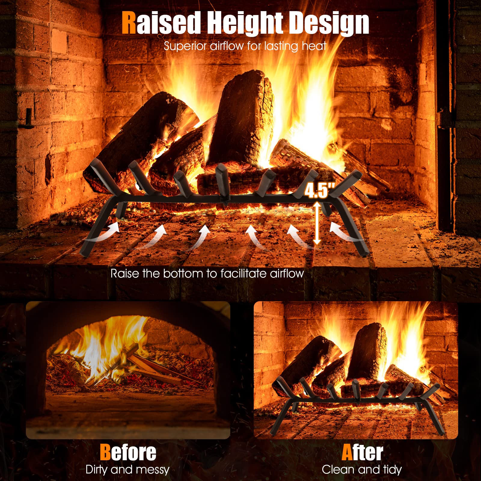 Fireplace Log Grate Country Living 17.5" Steel - Heavy Duty Fire Pit ...
