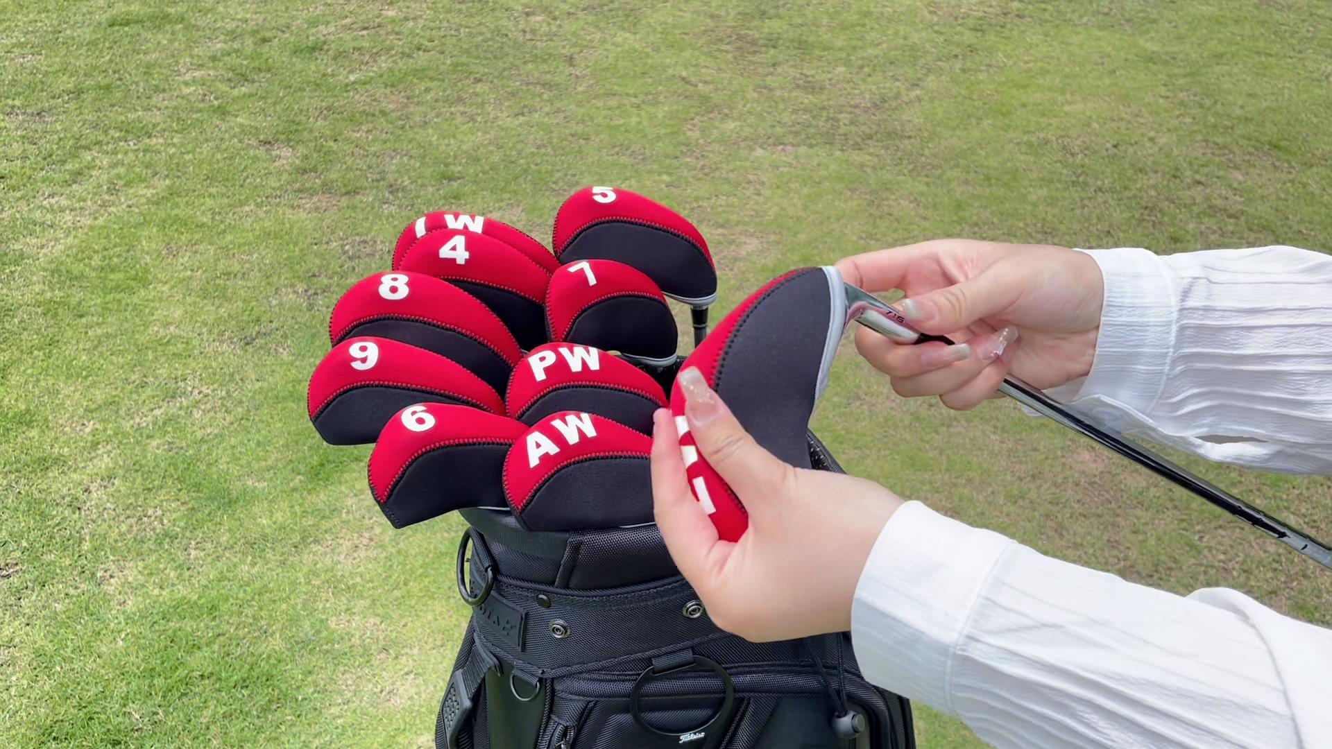 Watch Neoprene Golf Iron Covers Set 11pcs,Red on Amazon Live