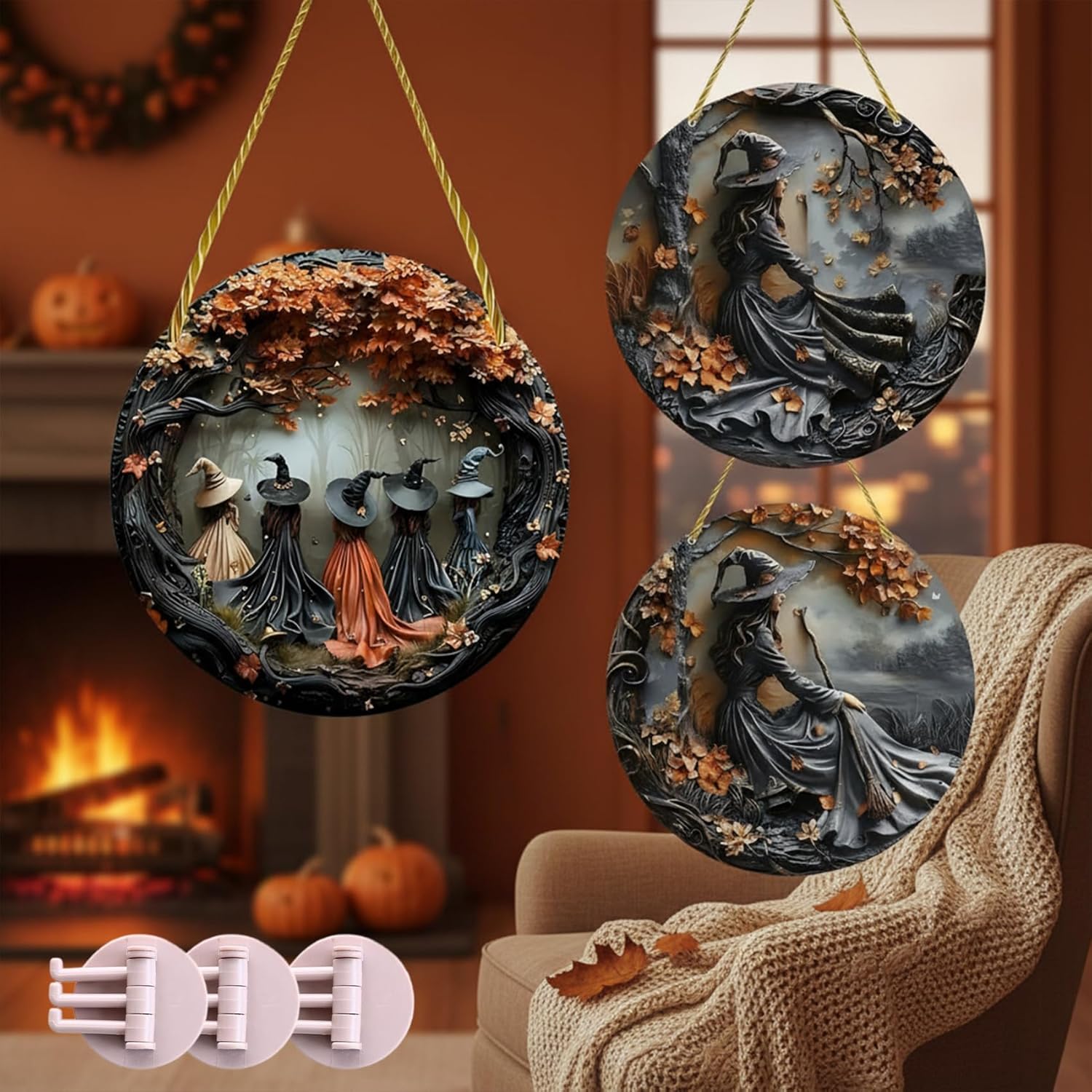 Amazon.com: Olygee/Pubyfun/Graddi Witching Hour,2D Wooden Round Witches ...