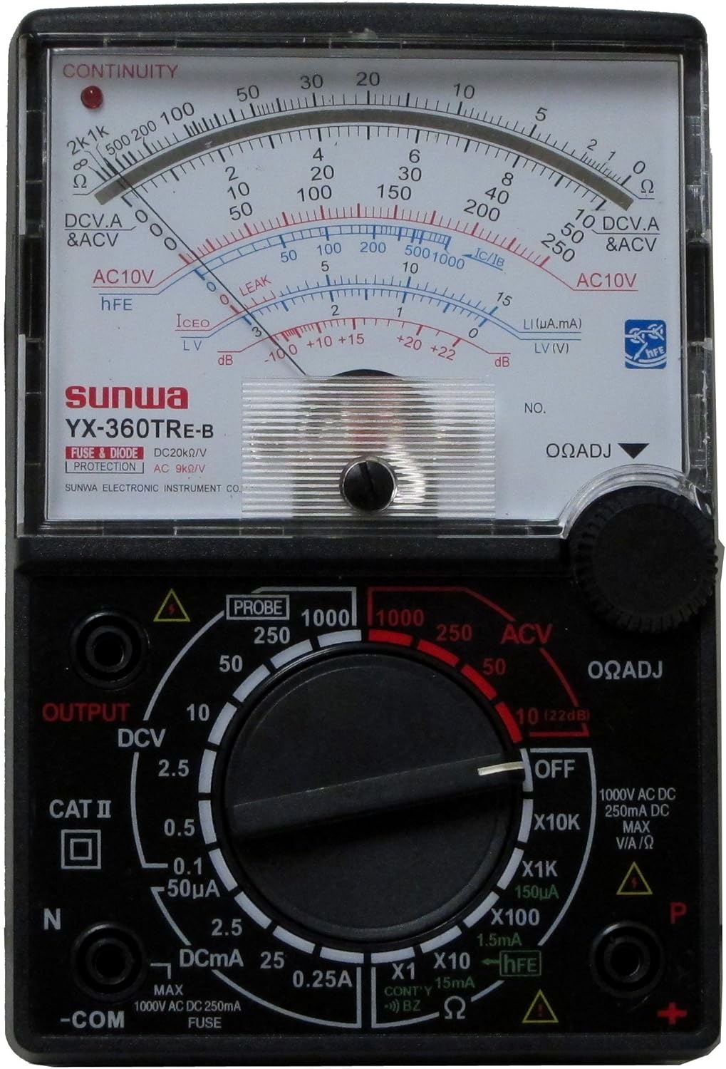 Sunwa YX-360TRe-b Analogue multimeter, Continuity Buzzer & LED with ...