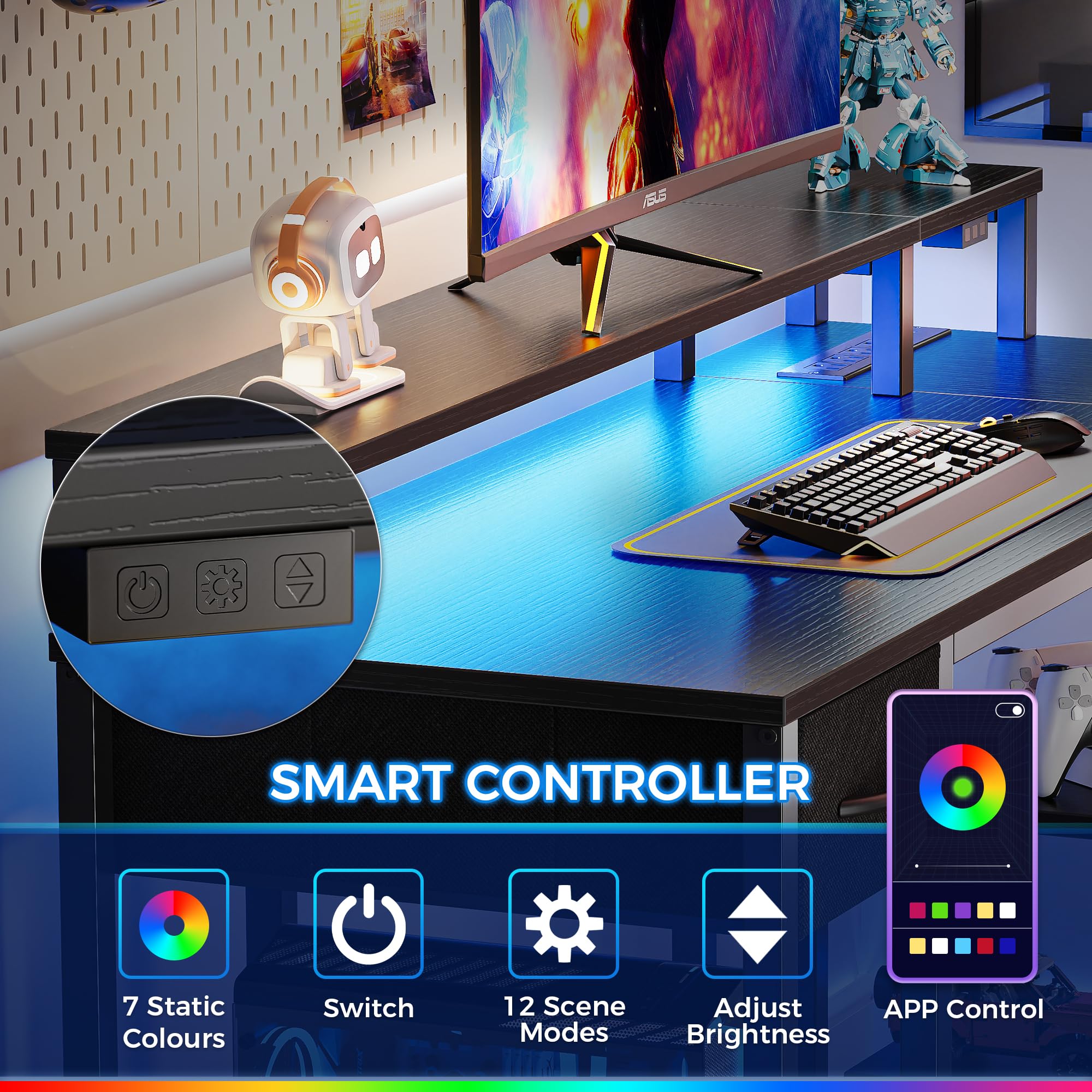 Snapklik.com : SUPERJARE 53 Inch L Shaped Gaming Desk