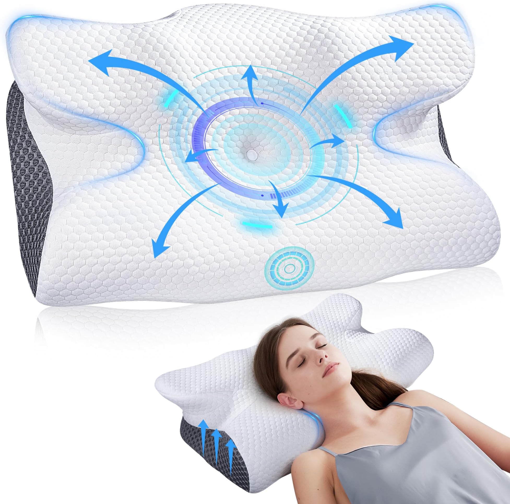 Oreiller Ergonomique Cervical, Oreiller Memoire Forme pour Les Dormeurs ...