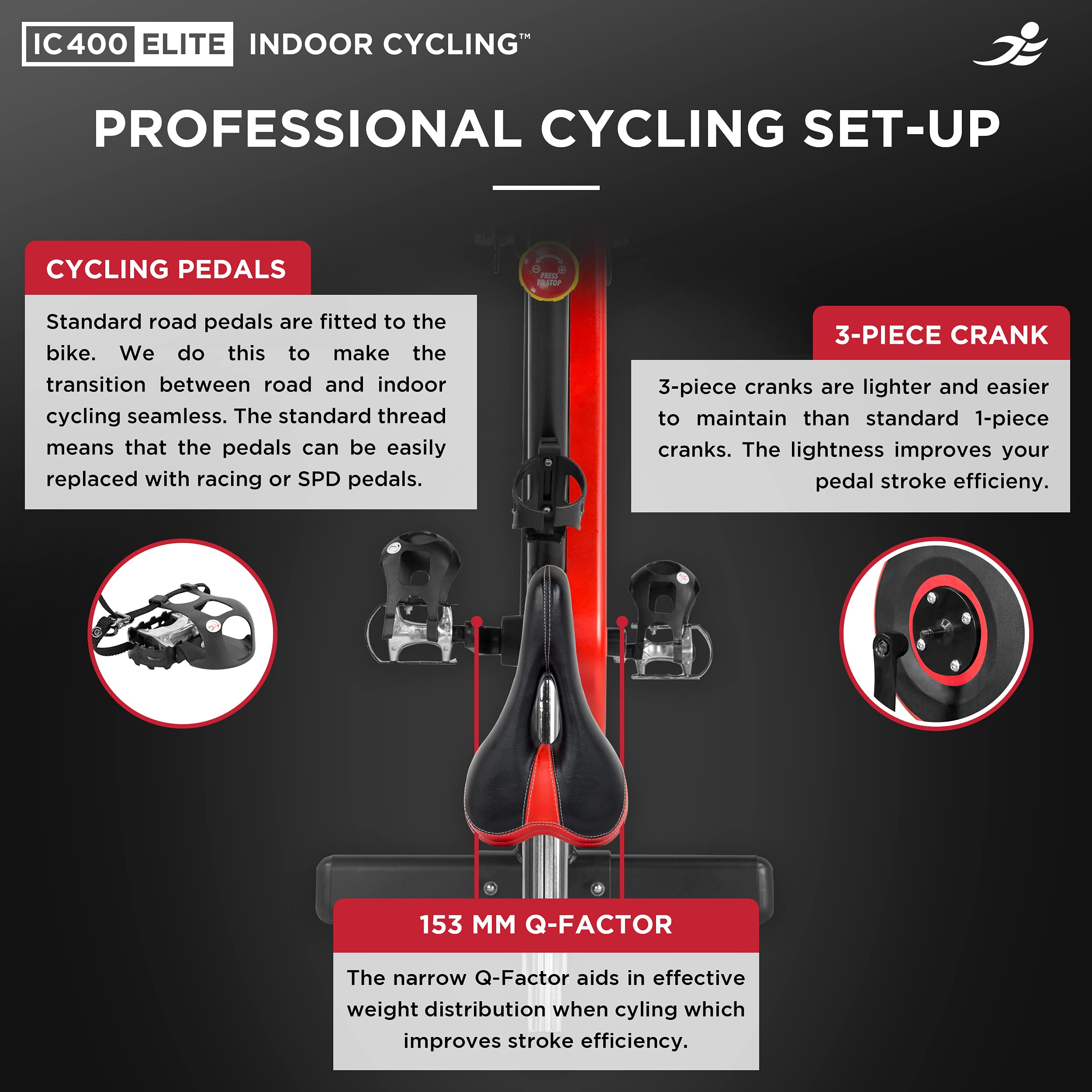 JLL IC400 ELITE Indoor Bike, Direct Belt Driven Exercise Bike For Home ...