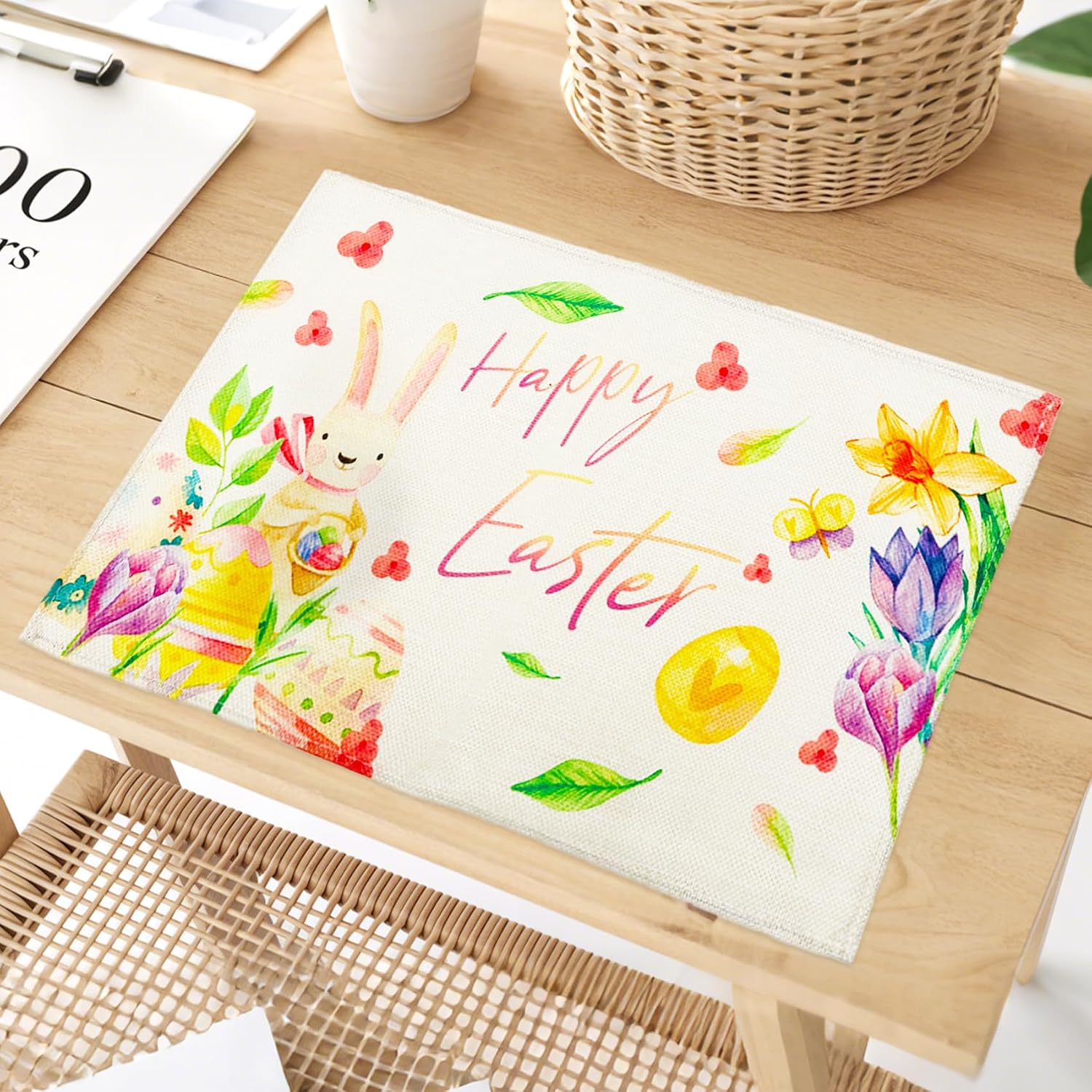 Amazon.com: RGHSZ Happy Easter Bunny Placemat,Rabbit Placemats Set of 4 ...
