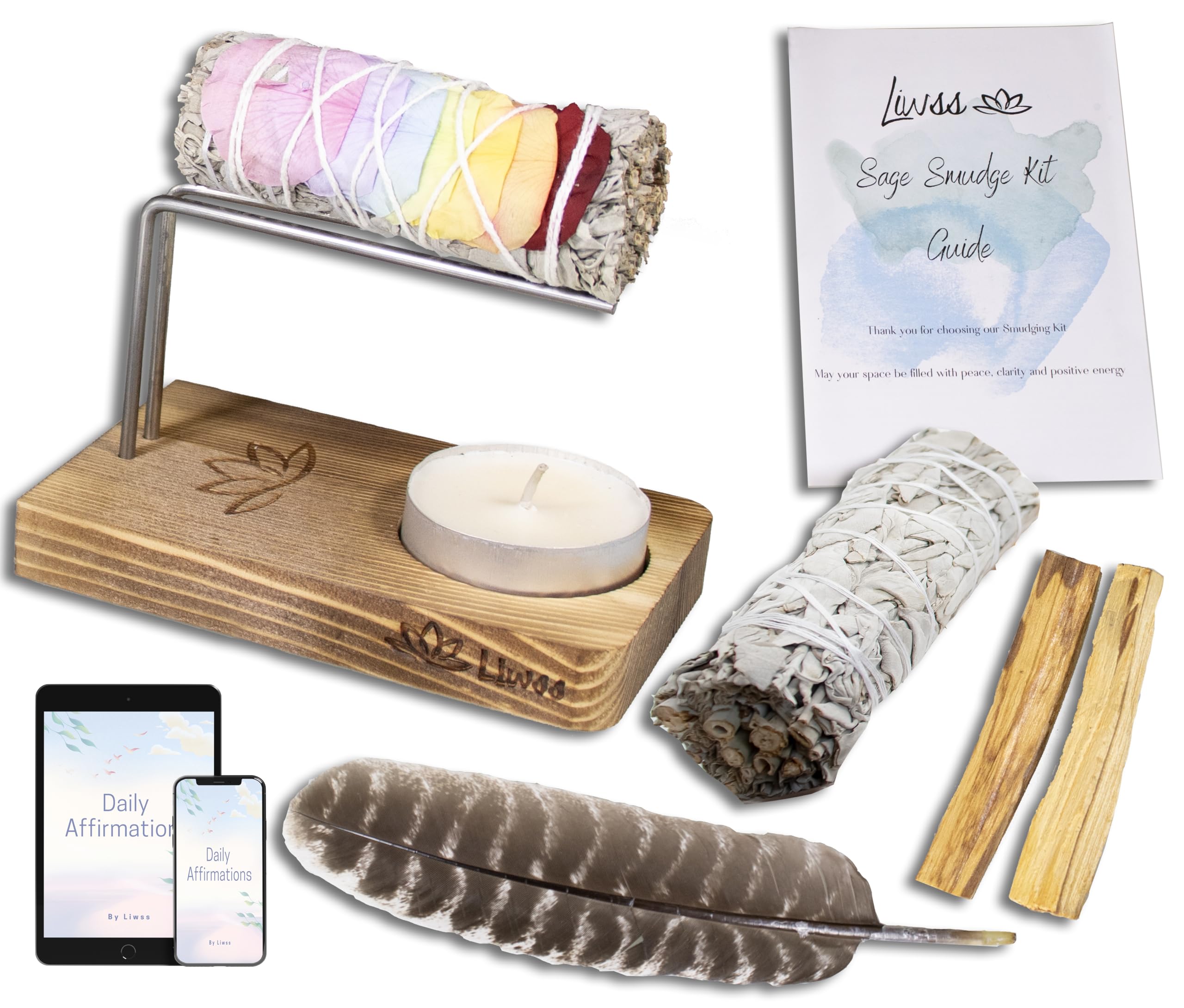 Amazon.com: Sage Smudge Kit with White Sage and 7 Chakra Smudging ...