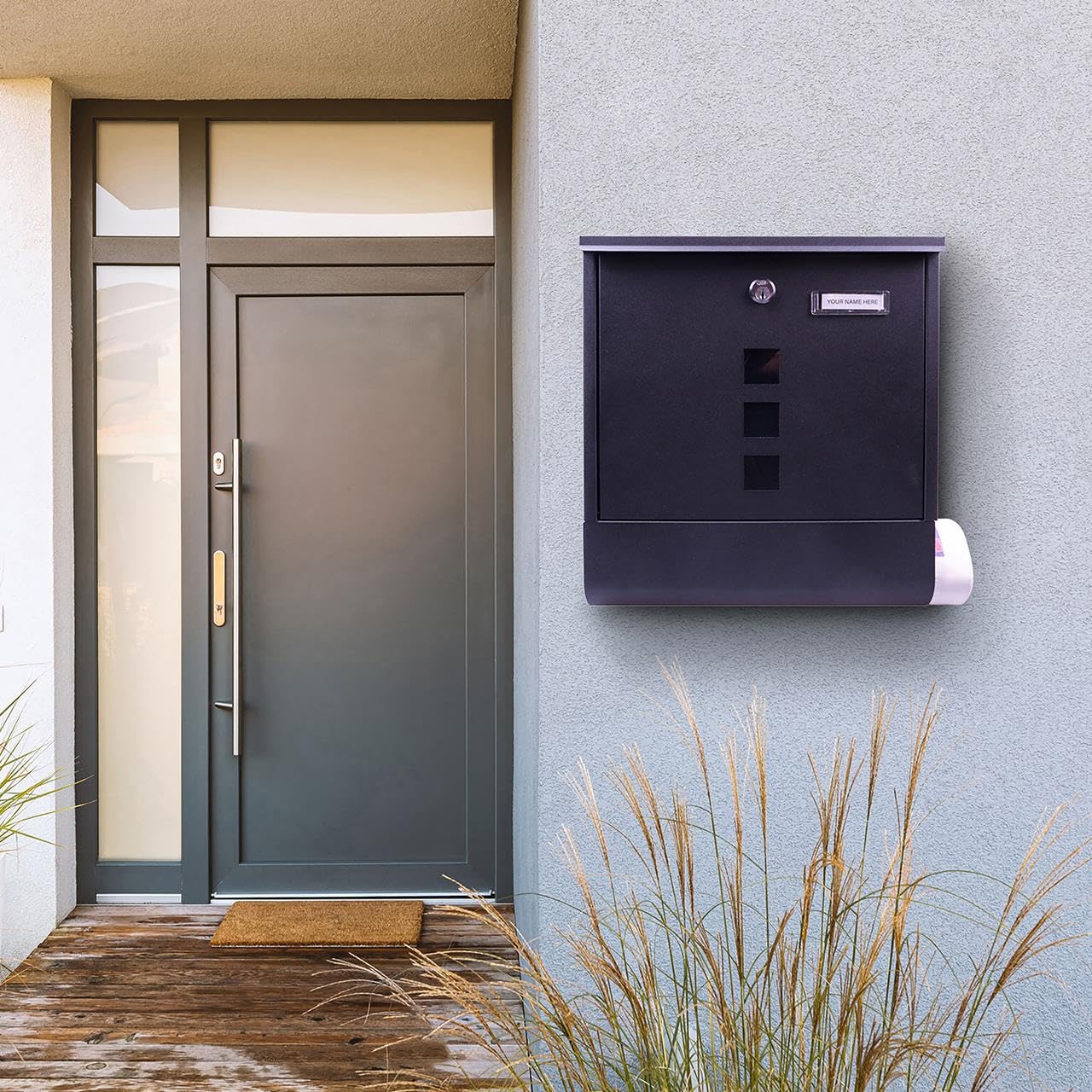 Wall Mounted Lockable Mailboxes With Newspaper Holder ACL Wall Mounted