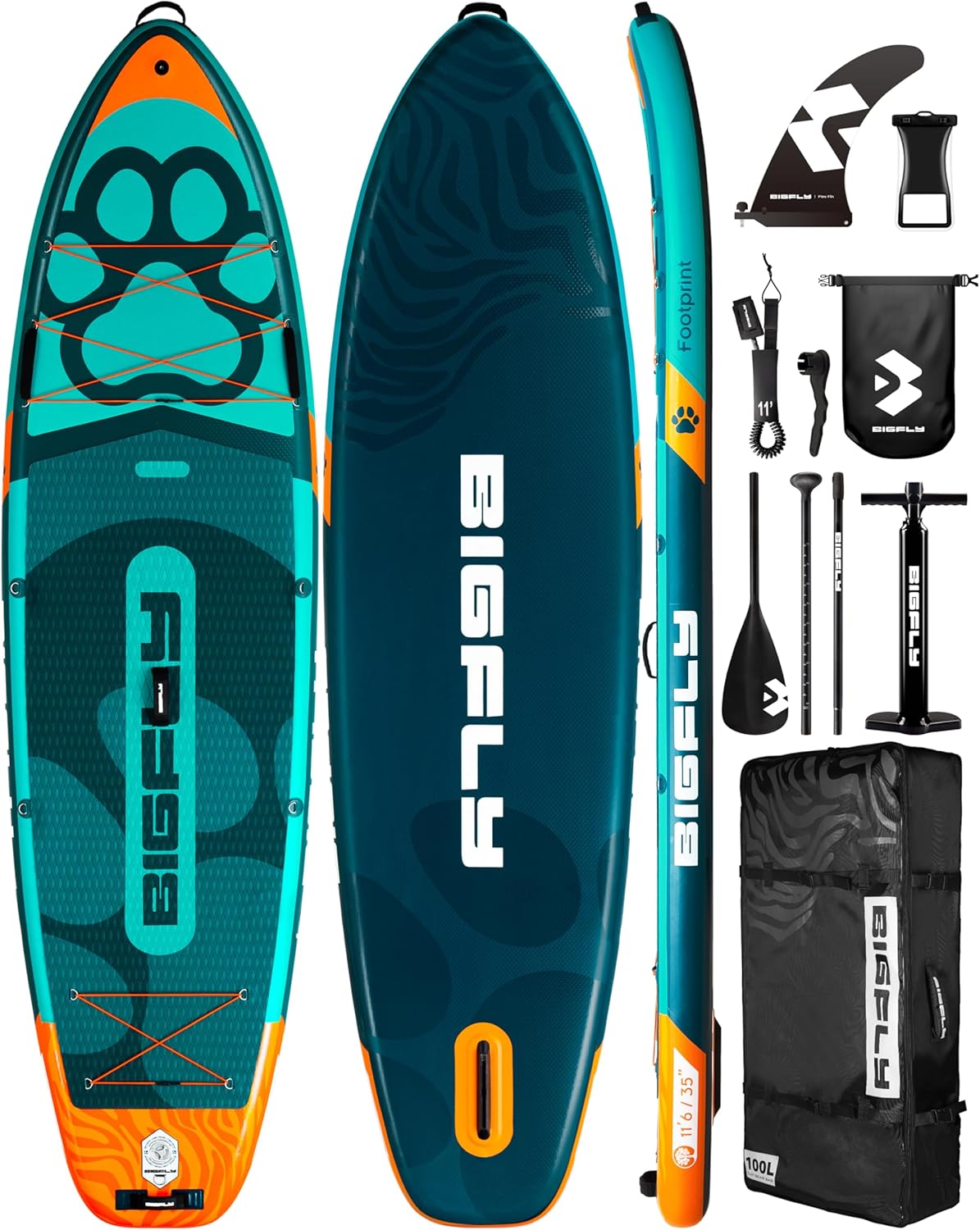 Bigfly 11'6×35" Super Wide Inflatable Stand Up Paddle Board, 100L ...