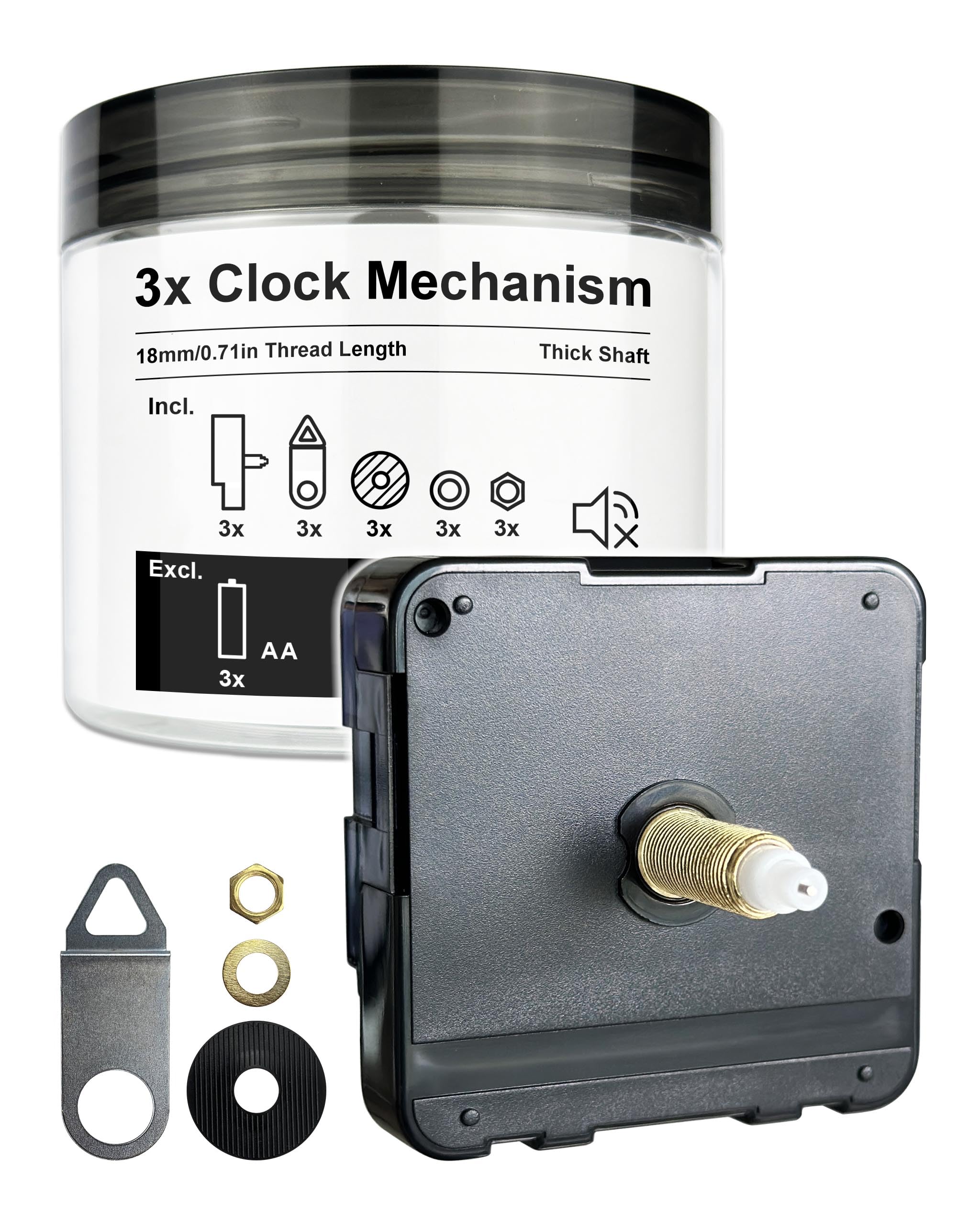 Amazon.com: MCDFL Clock Mechanism Replacement Long Shaft, 18mm/0.71in ...