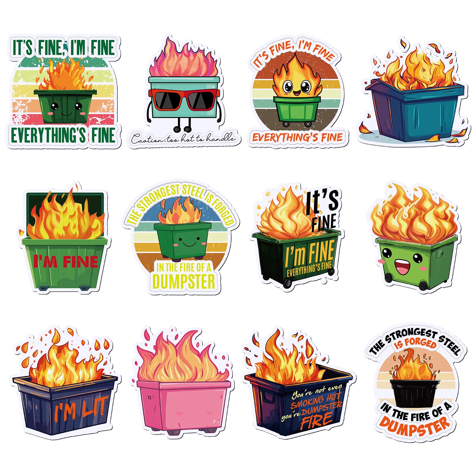 Amazon.com: Xuhal 25 PC Funny Magnets for Fridge This is Fine Dumpsters ...