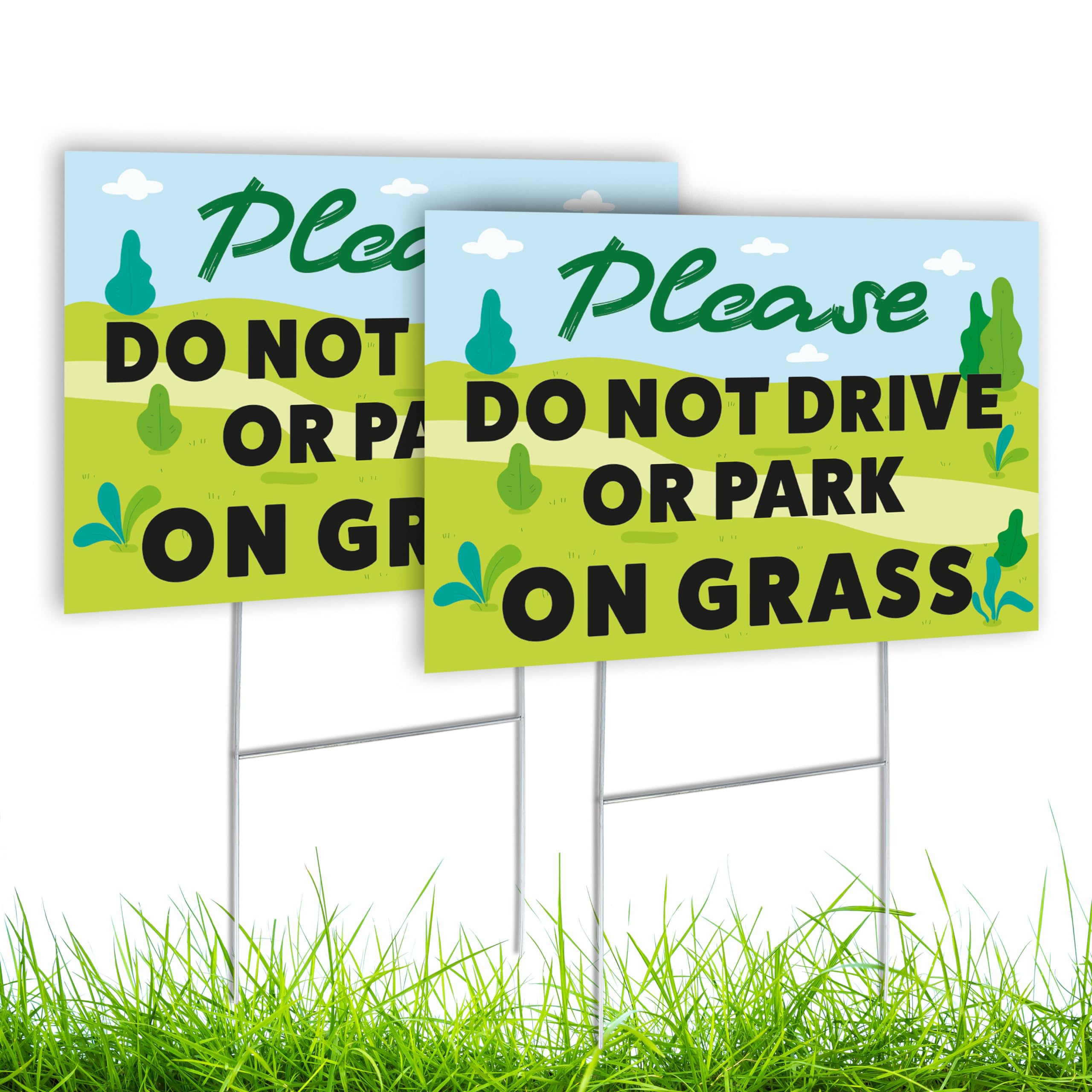 Amazon.com: 2PC Please Do Not Drive or Park on Grass Signs - 8x12 ...