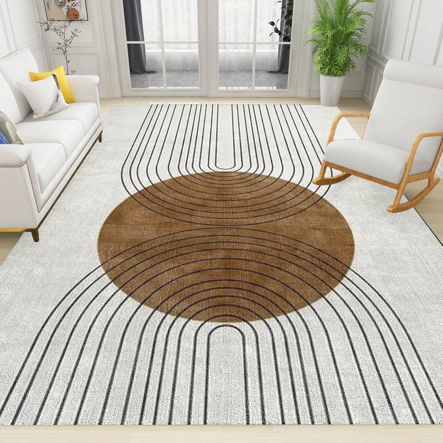 Amazon.com: Mid Century Line Art Area Rug, Modern Geometry Living Room ...