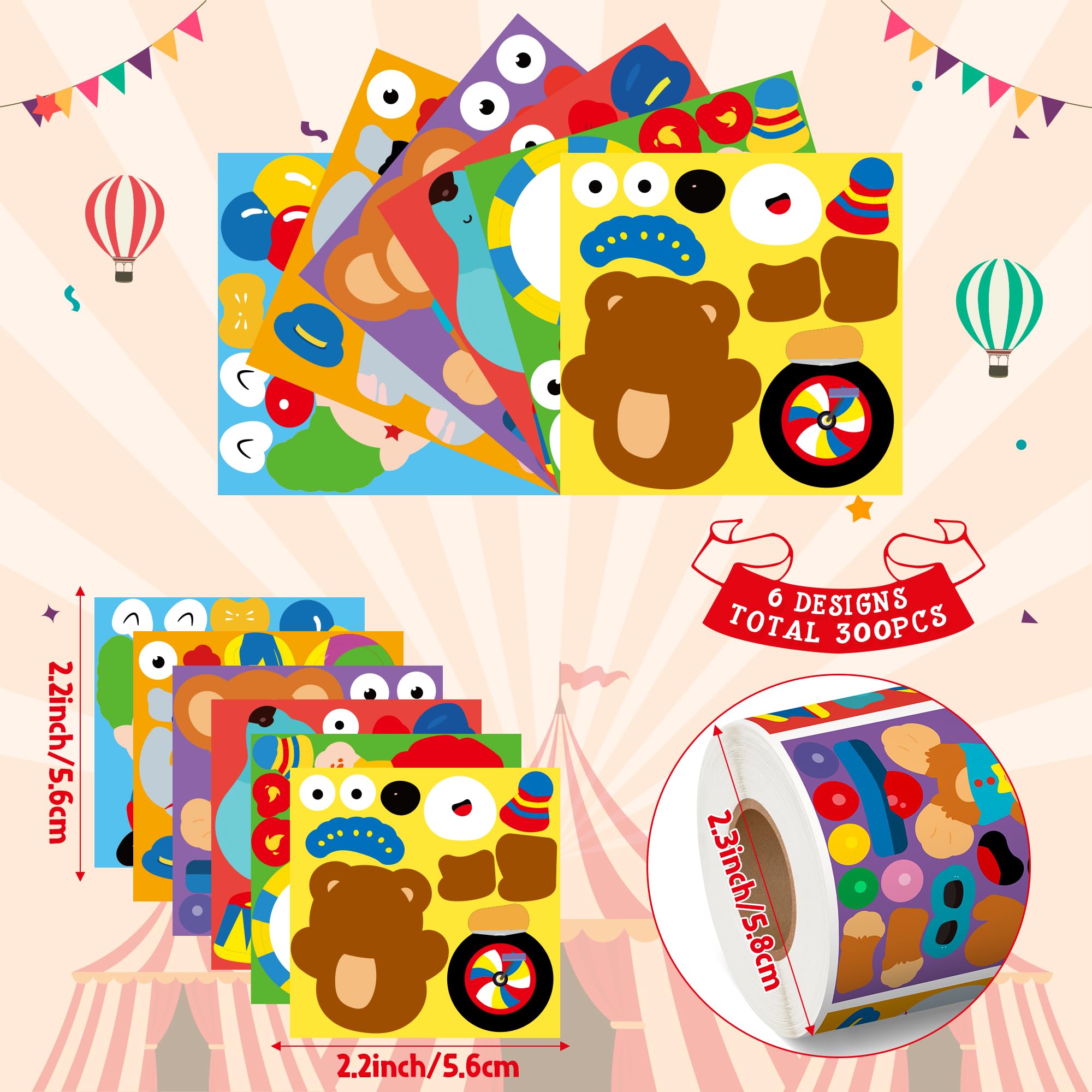 Snapklik.com : DIY Circus Animal Sticker - 300 Pcs Make A Circus Animal ...