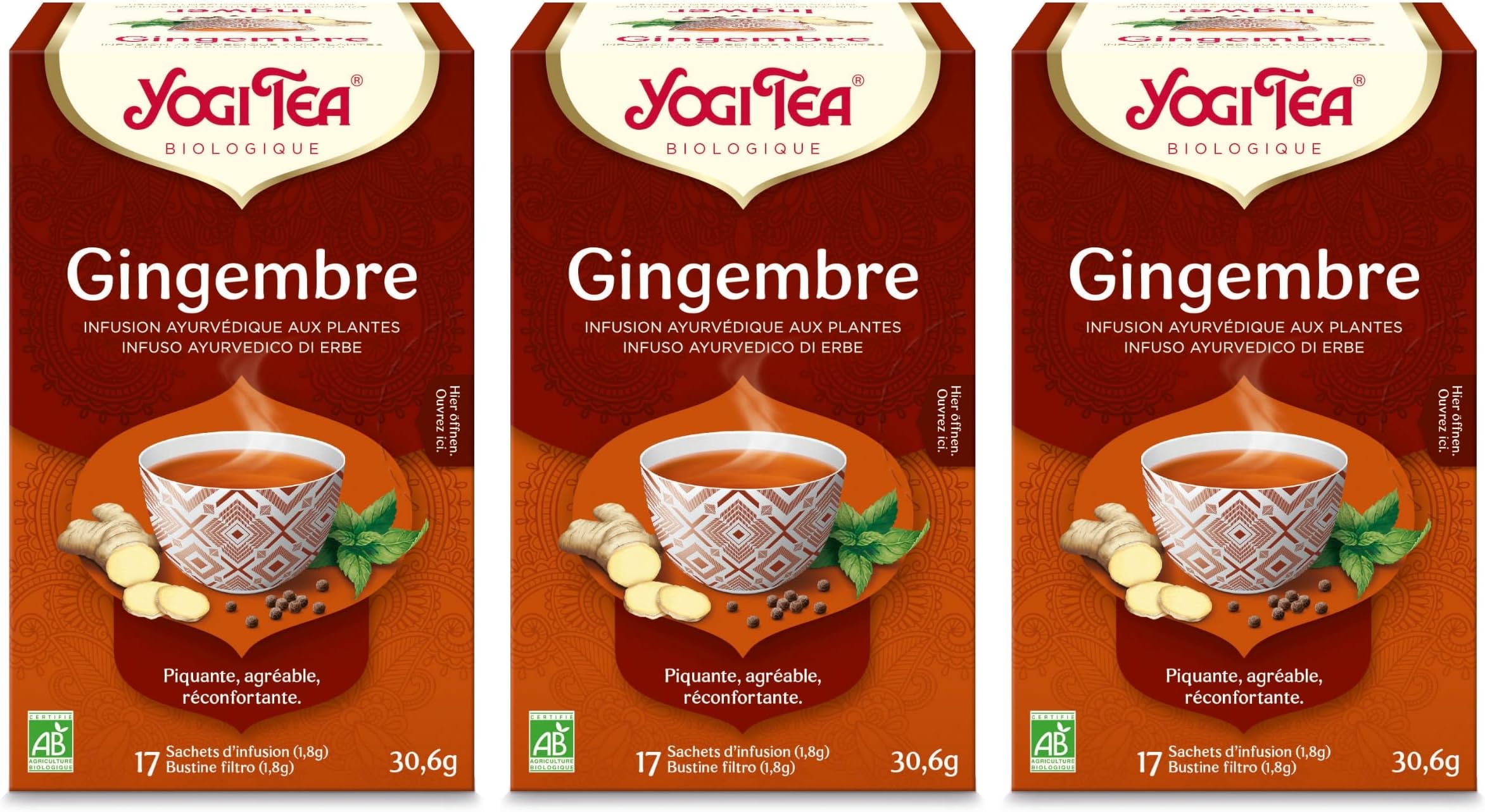 YOGI TEA, Gingembre, Infusion Bio, Tisane Naturellement Sans Caféine ...