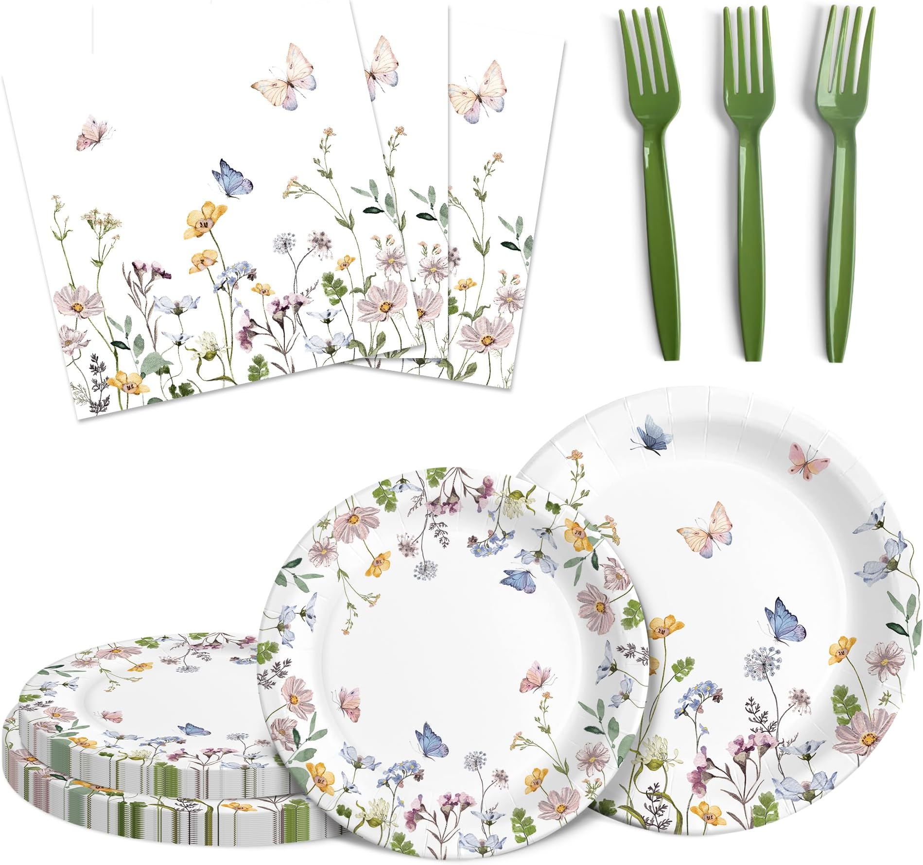 Amazon.com: Lopeastar 100Pcs Wildflower Party Decorations Plates Set ...