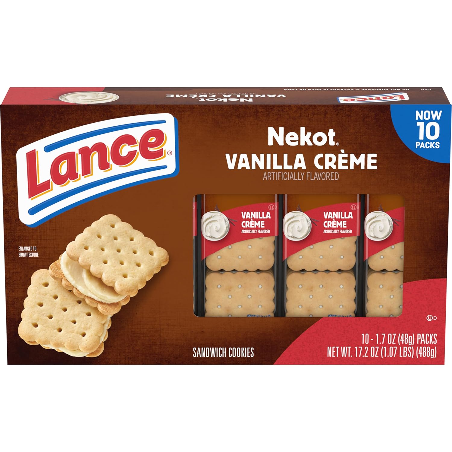 Amazon.com: Lance Sandwich Cookies, Nekot Vanilla Creme, 10 ...