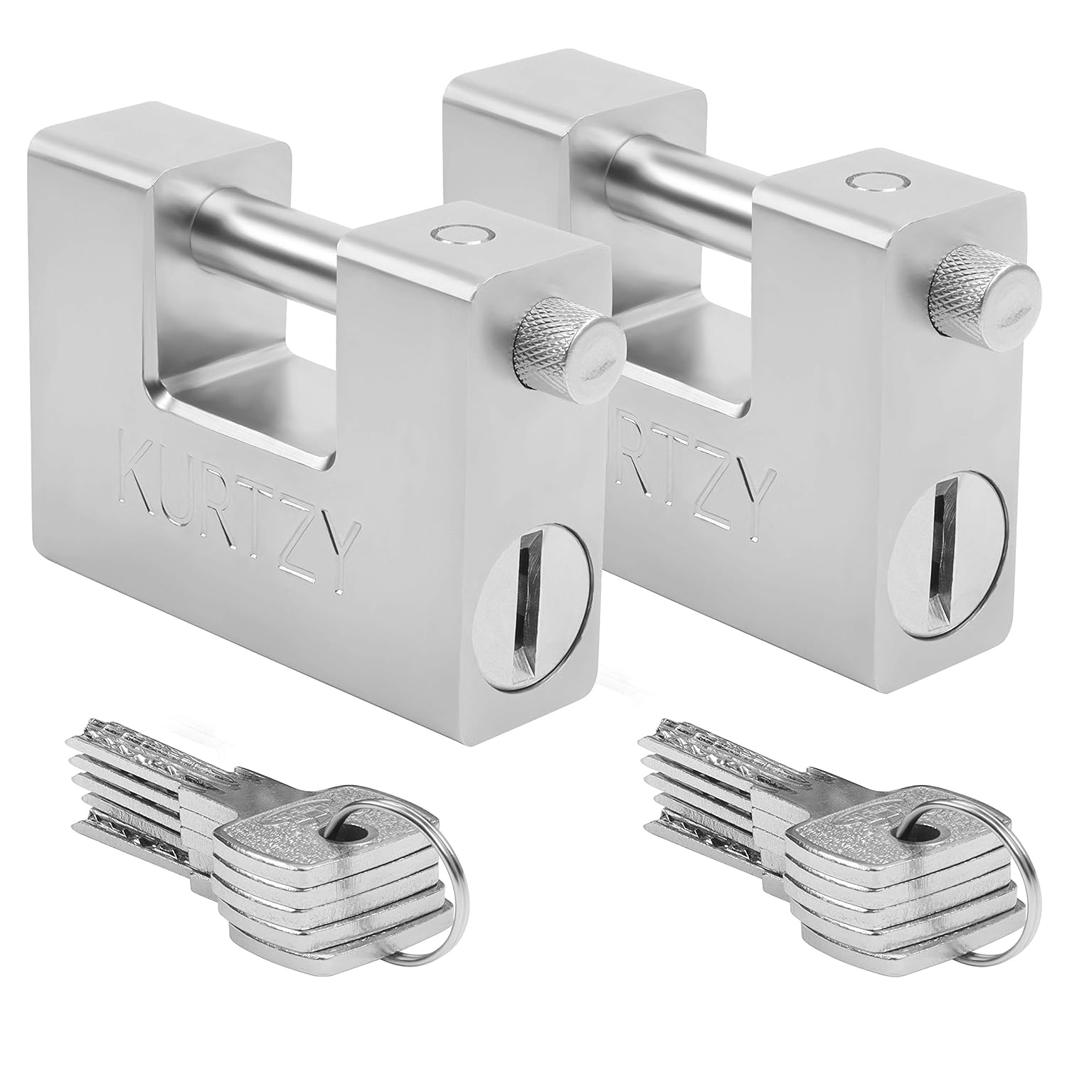 Heavy Duty 1kg Padlock Lock with 5 Keys (2 Pack) - Hardened Solid Steel ...