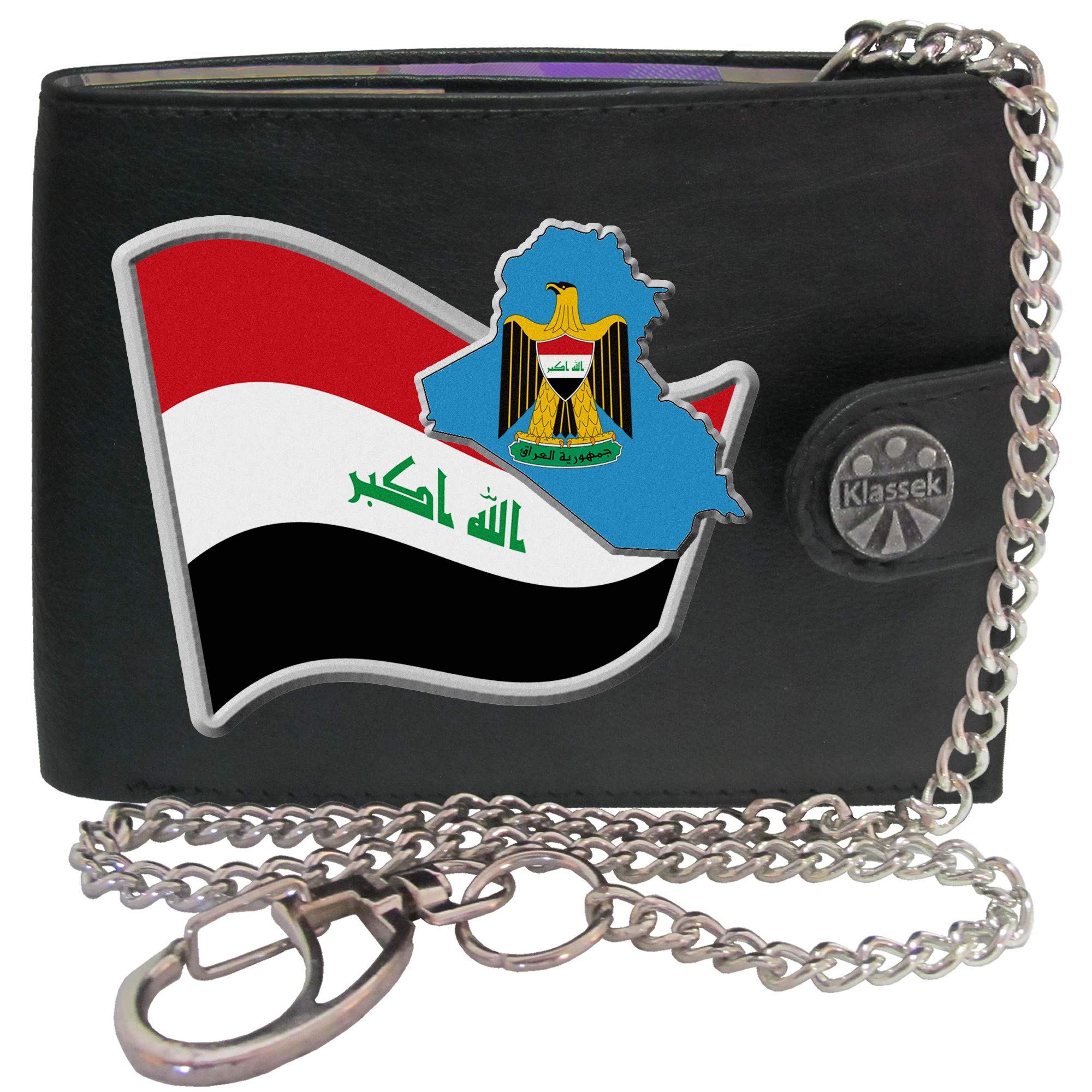 Buy Iraq Iraqi and Coat of Arms COA KLASSEK Mens Wallet with Chain Real ...
