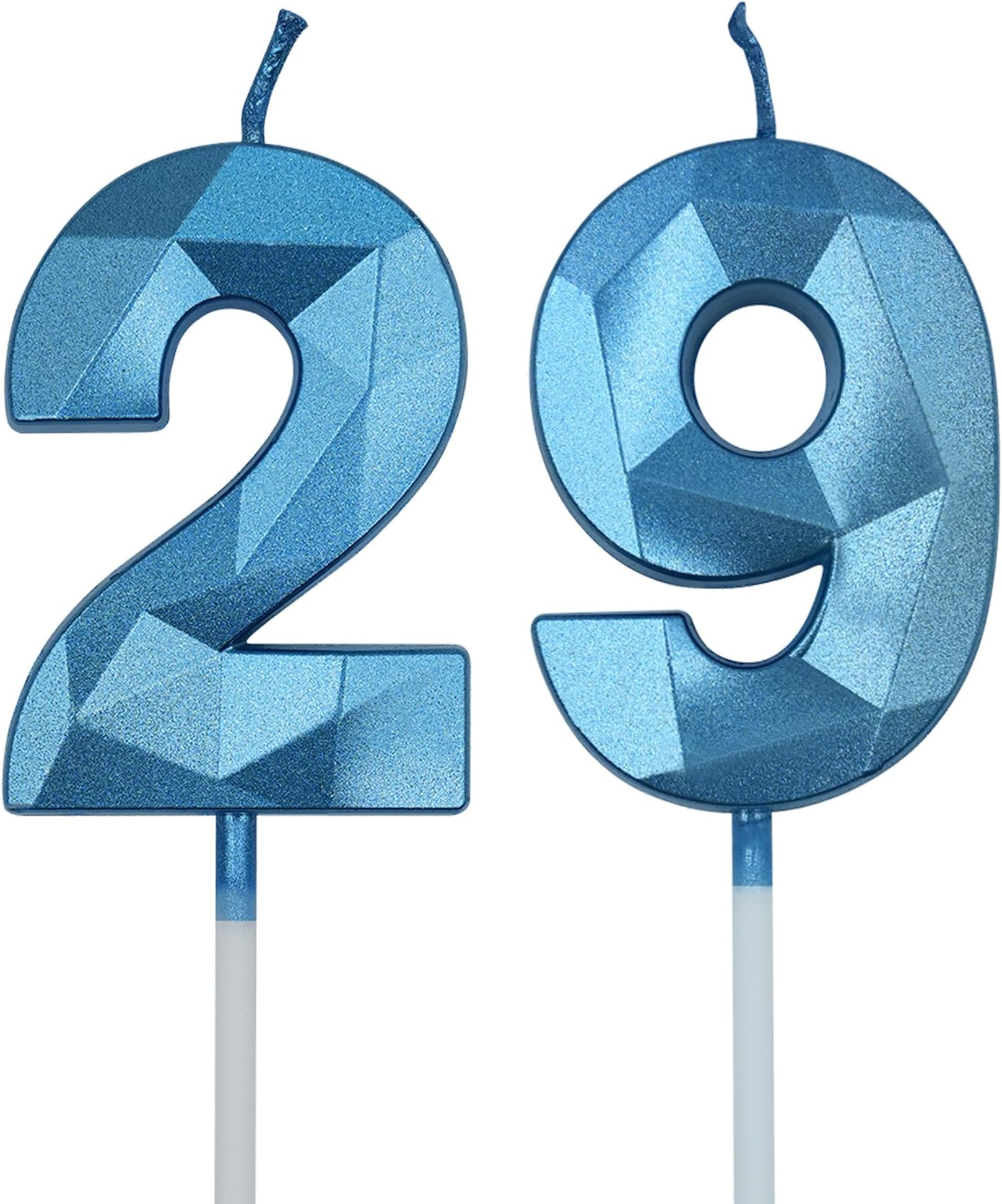 Amazon.com: 29th & 92nd Birthday Candles for Cake, Blue Number 29 92 3D ...