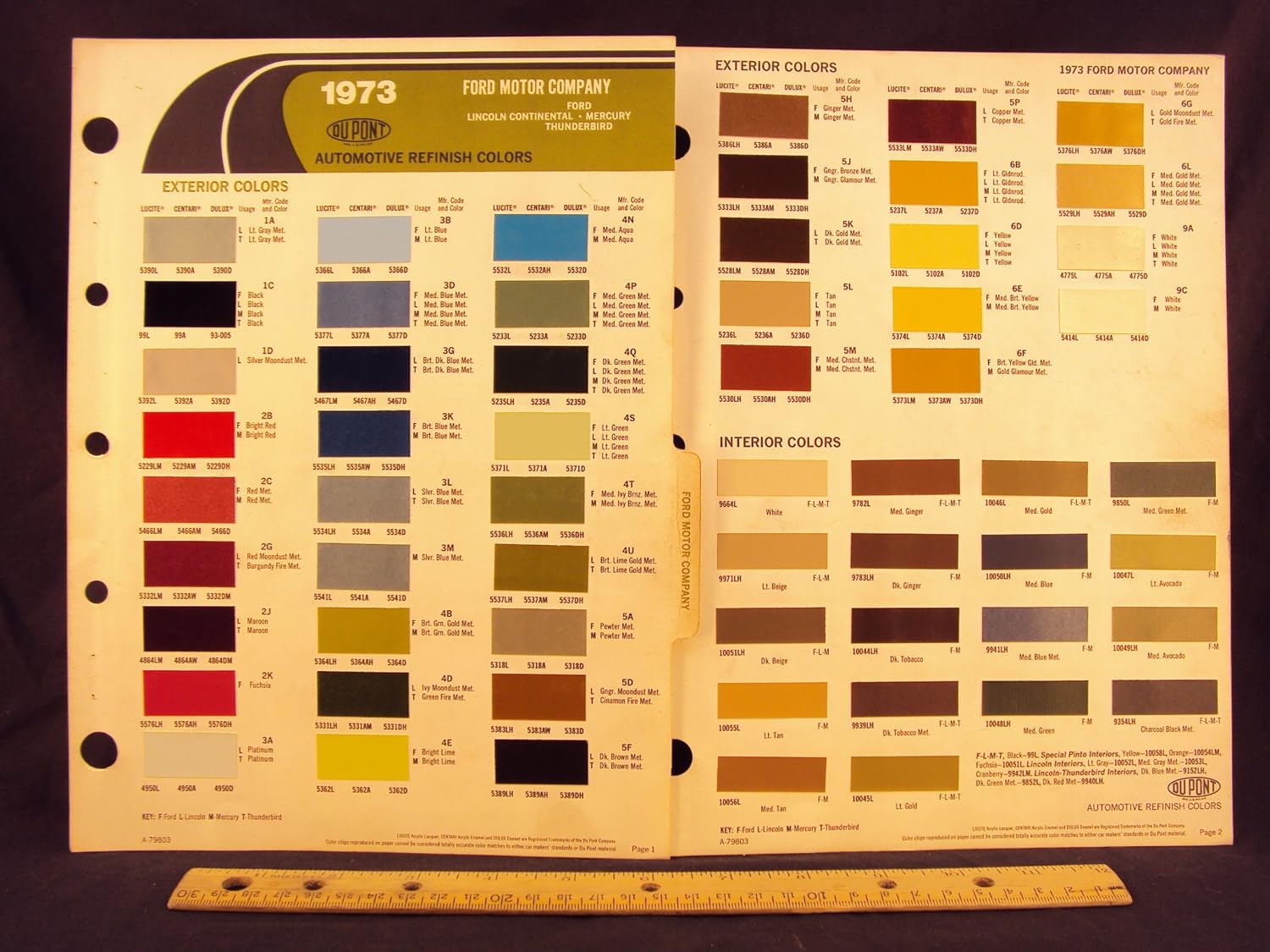 1973 FORD MOTOR COMPANY, LINCOLN, & MERCURY Paint Colors Chip Page ...