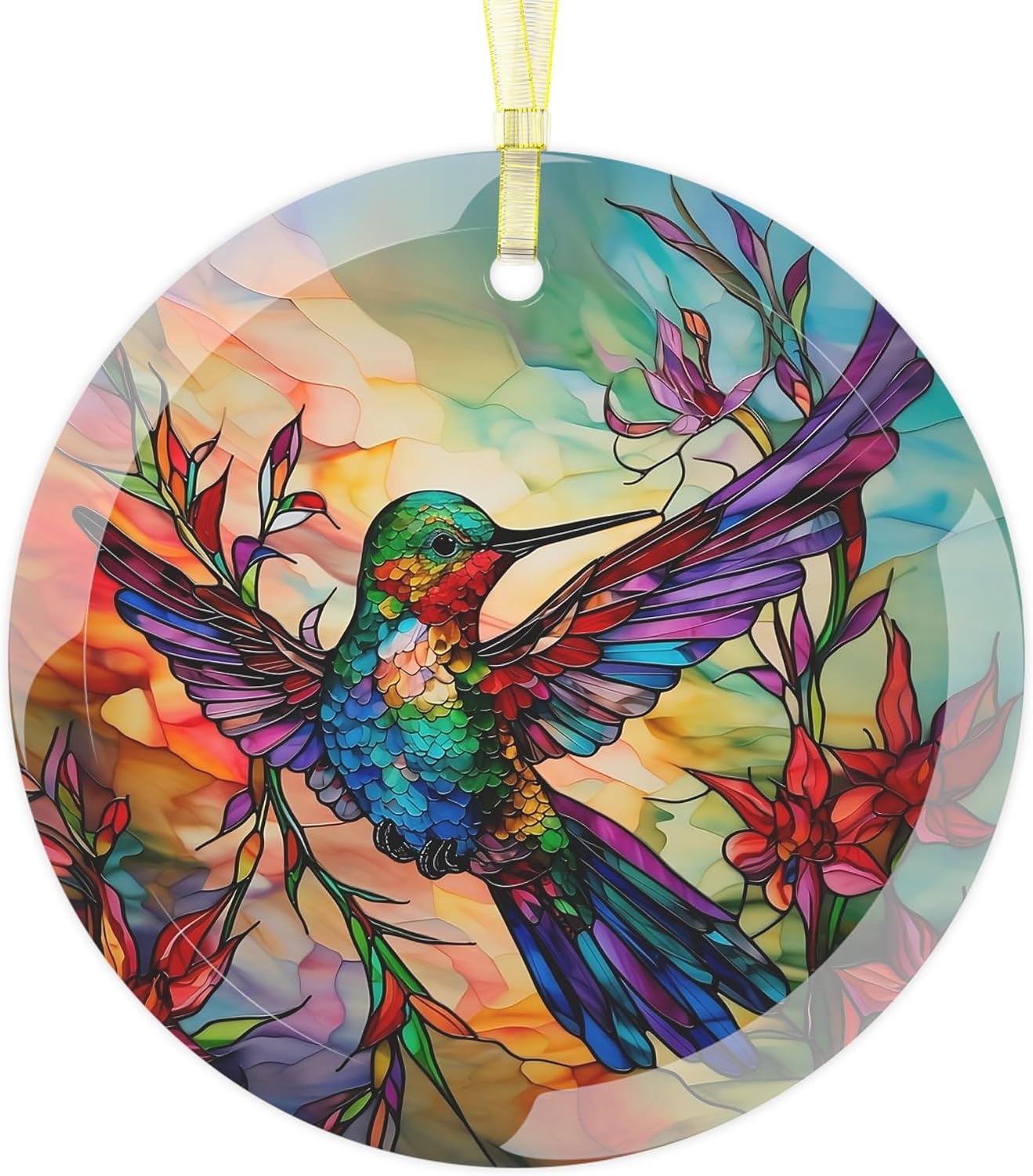Amazon.com: Radiant Hummingbird Decorative Art 3.5" Glass Ornament for ...