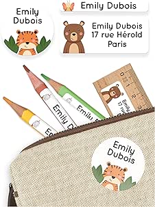 melu kids® Set d'étiquettes autocollantes nominative et personnalisable ...