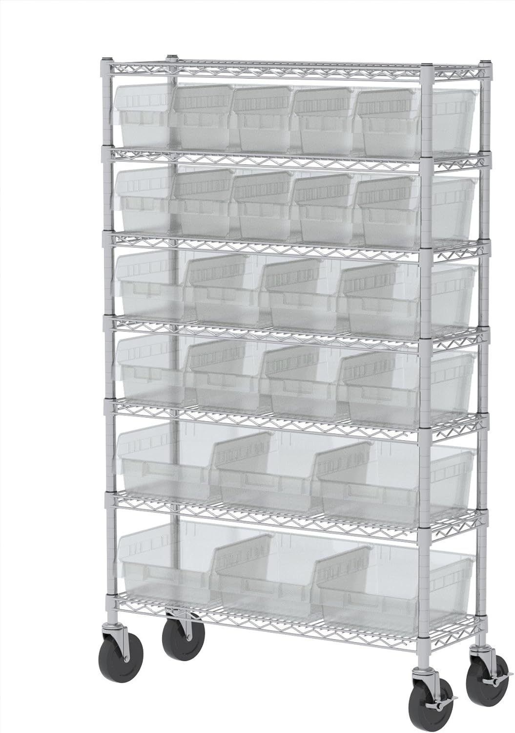 Akro-Mils AWS1236MSMAXSC Industrial 7-Shelf NSF Certified Mobile Wire ...
