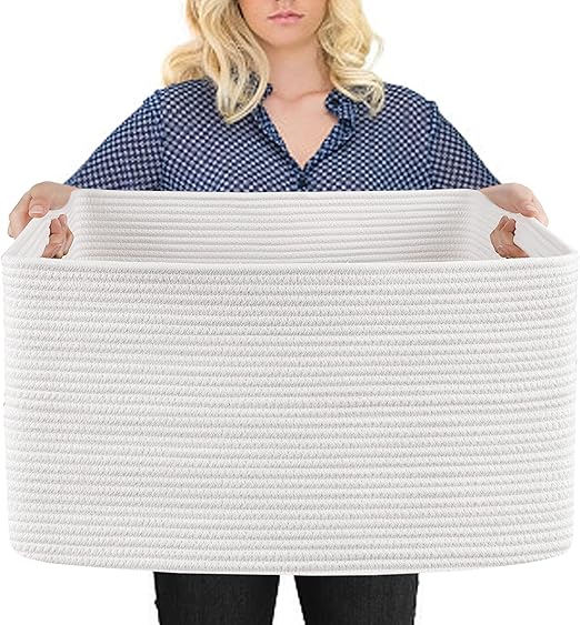 Amazon.com - MEGASKET Extra Large White Storage Basket, 23.6" x 15.7" x ...