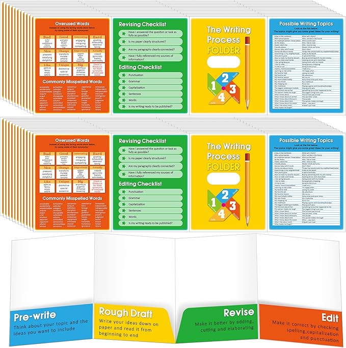 Amazon.com : Karenhi 24 Pack Writing Process Pocket Folders, Multicolor ...
