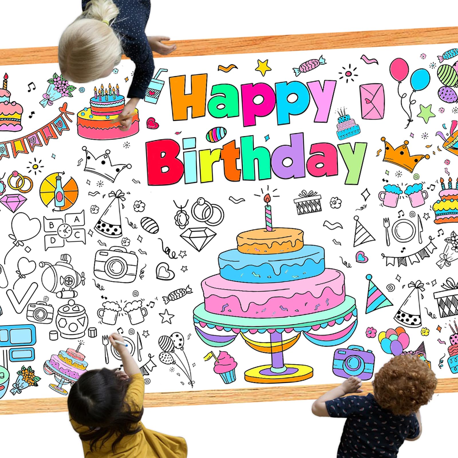 Snapklik.com : Happy Birthday Coloring Poster, Giant Coloring Poster ...