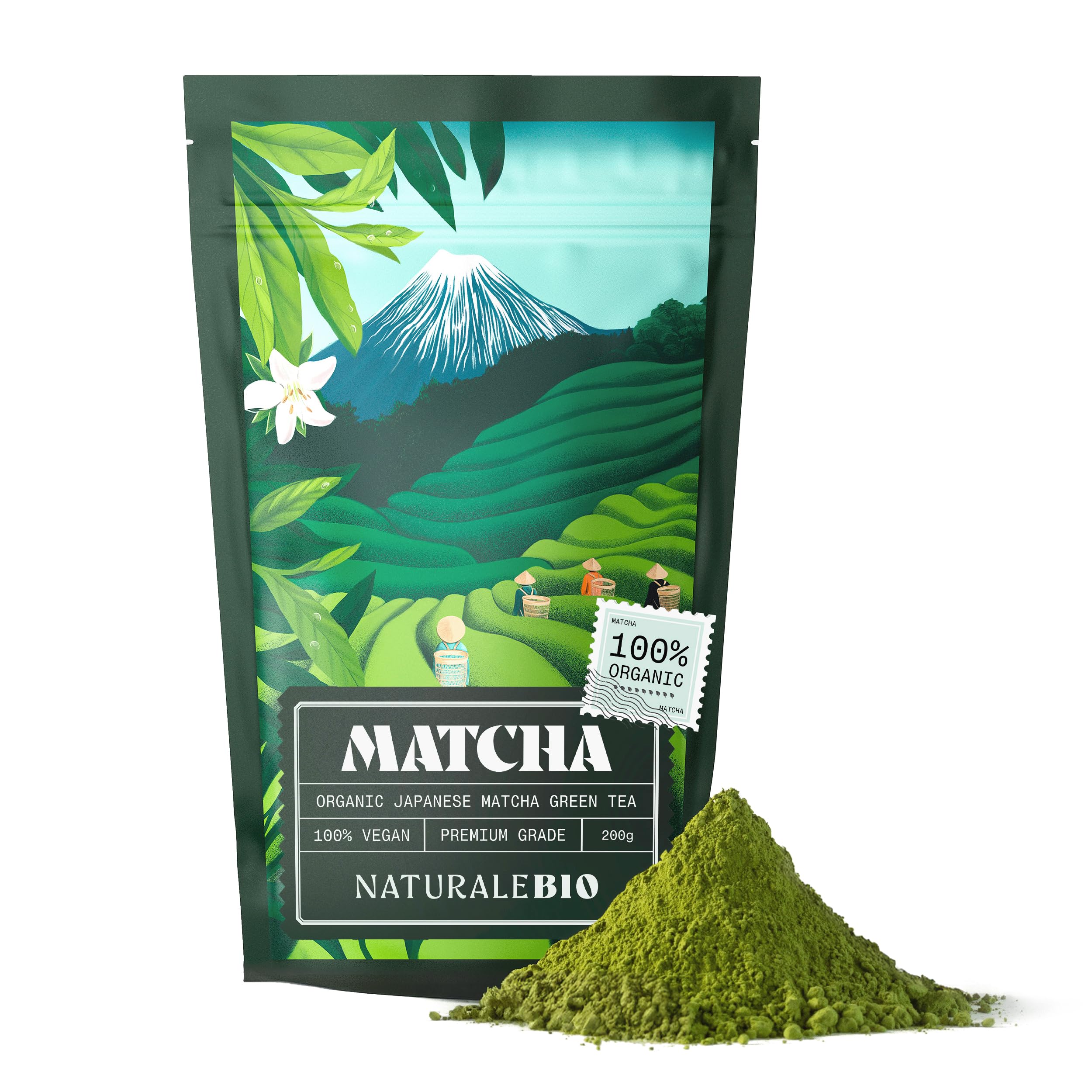 Japanese Organic Matcha Green Tea Powder - Premium Grade - 200g. Tea ...