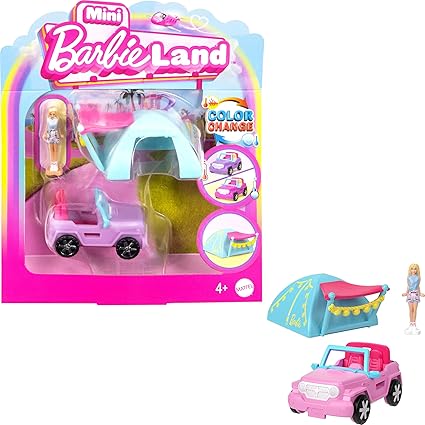 Amazon.com: Barbie Mini BarbieLand Playsets with Toy Vehicle & 1.5-inch ...