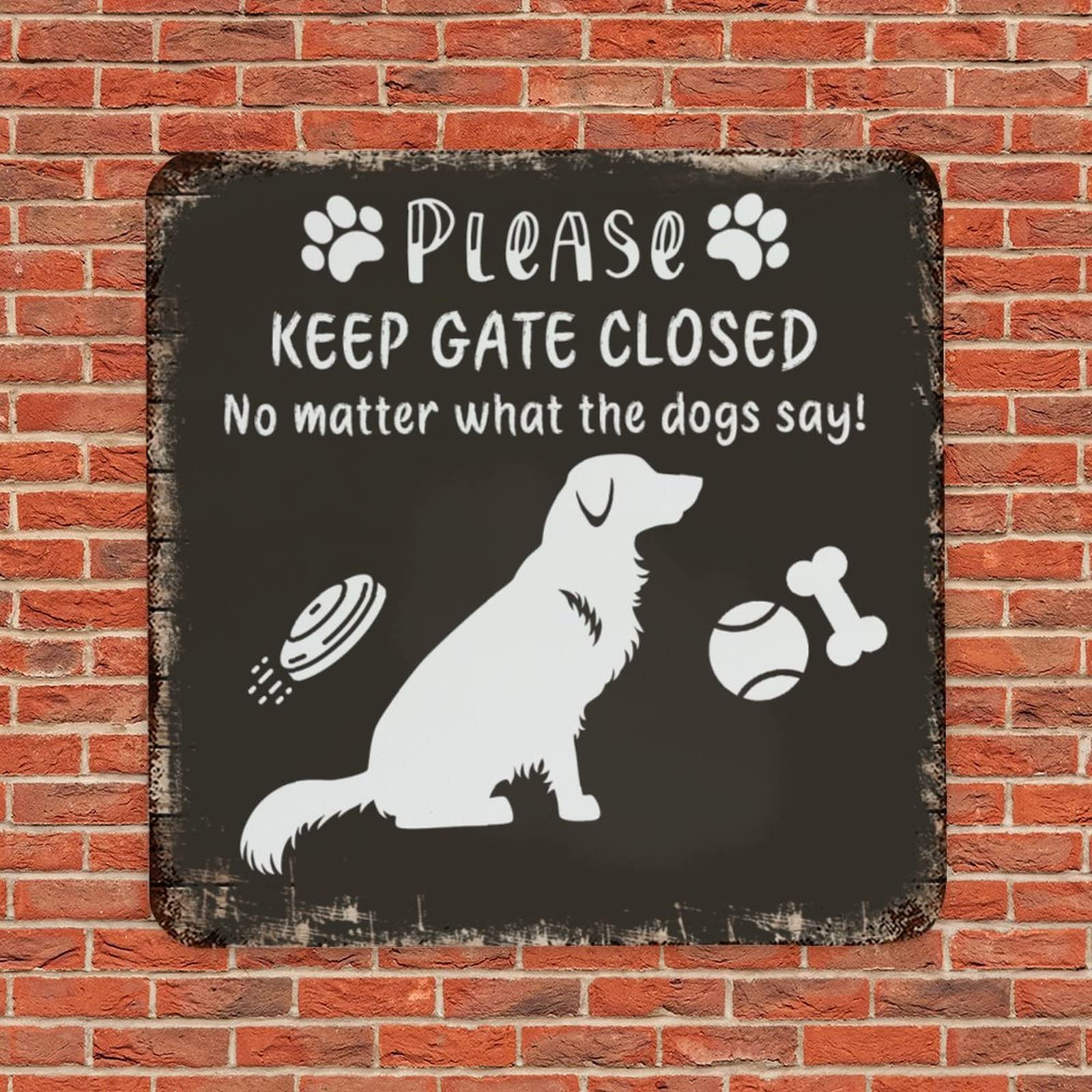 Amazon.com: Funny Pet Dog Metal Sign Please Keep Gate Closed Dog Paw ...