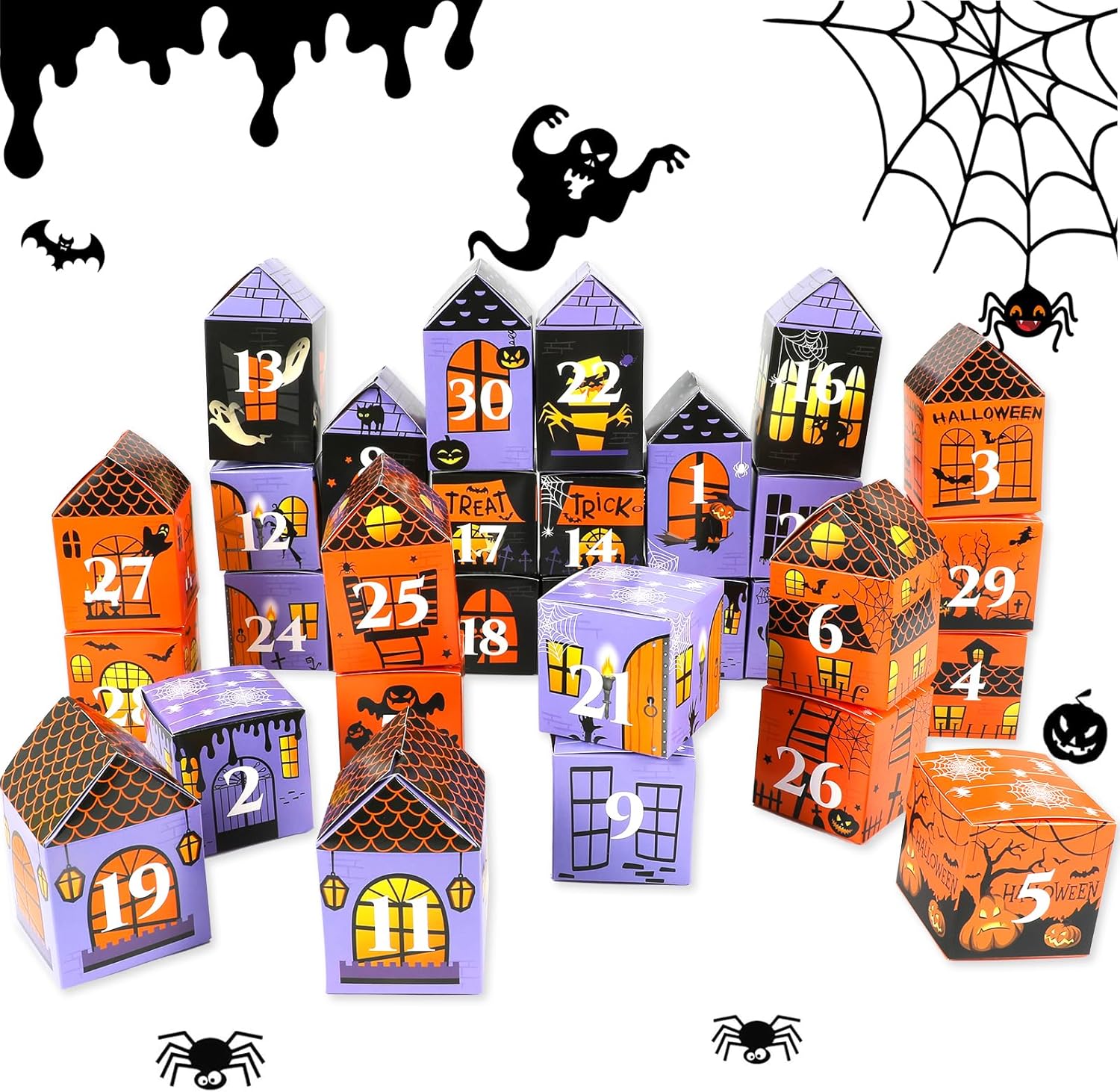 Amazon.com: HOWAF Halloween Advent Countdown Candy Boxes Castle ...