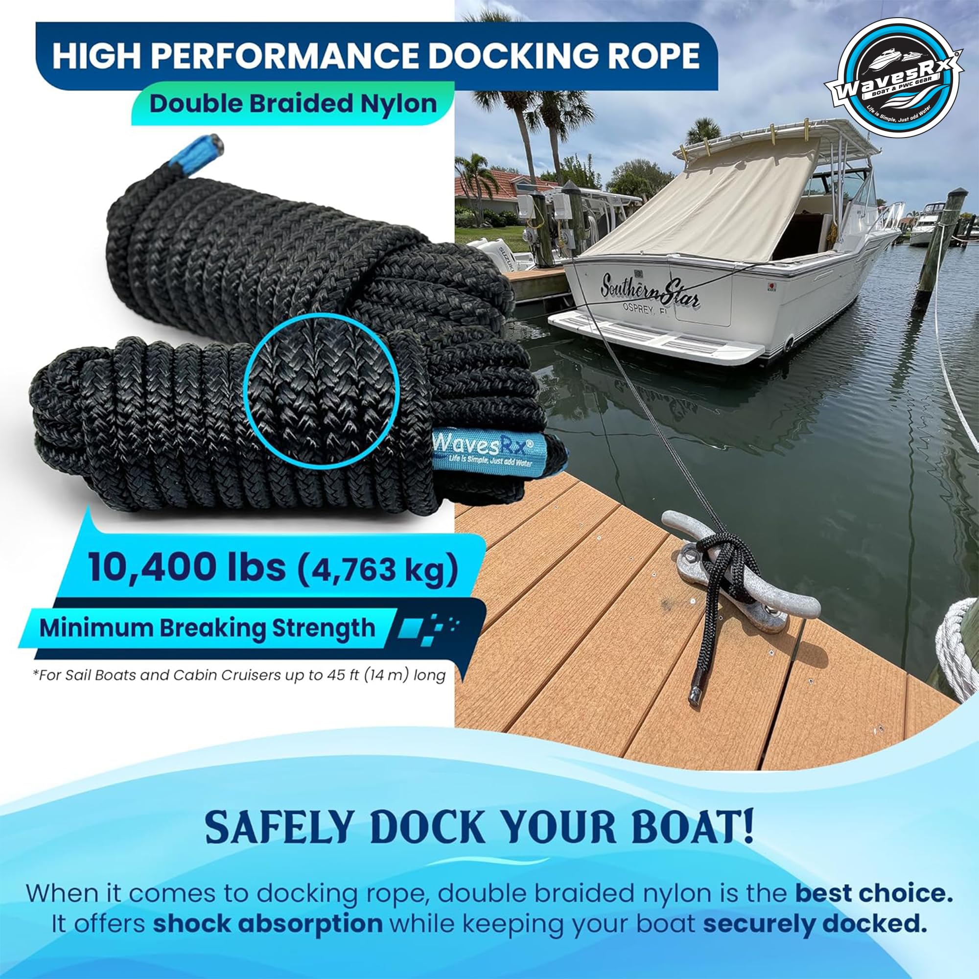 Snapklik.com : Premium Nylon Boat Dock Lines & Ropes For Docking ...