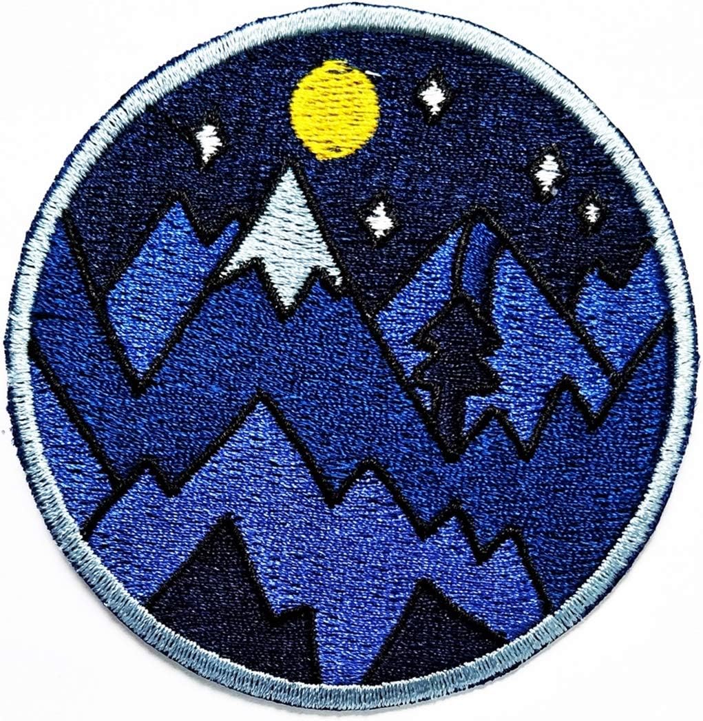 Amazon.com: Blue Circle Peace Sign Hippie Boho Retro Moon Mountain ...