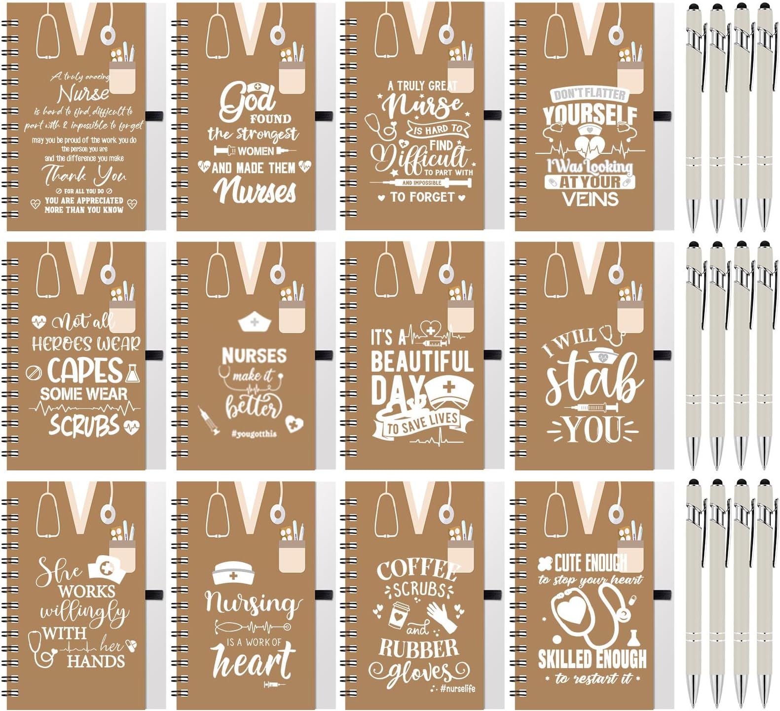 Amazon.com : 16 Pieces Nurse Spiral Notebooks Mini Nurse Pocket ...