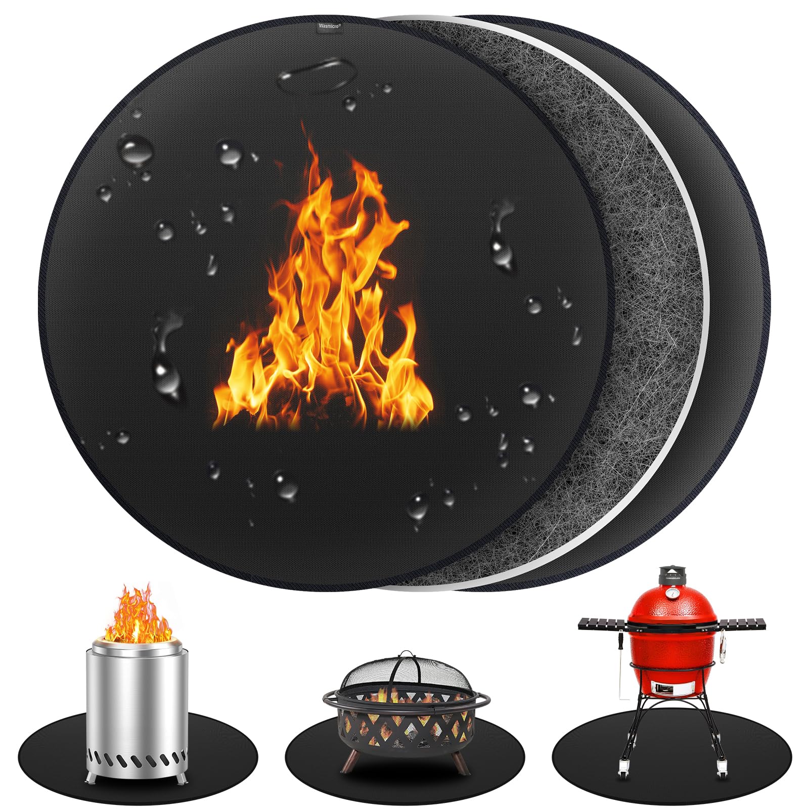 Amazon.com : 36" Round Fire Pit Mat 1/4" Thickened (3 Mats in 1), 2 ...