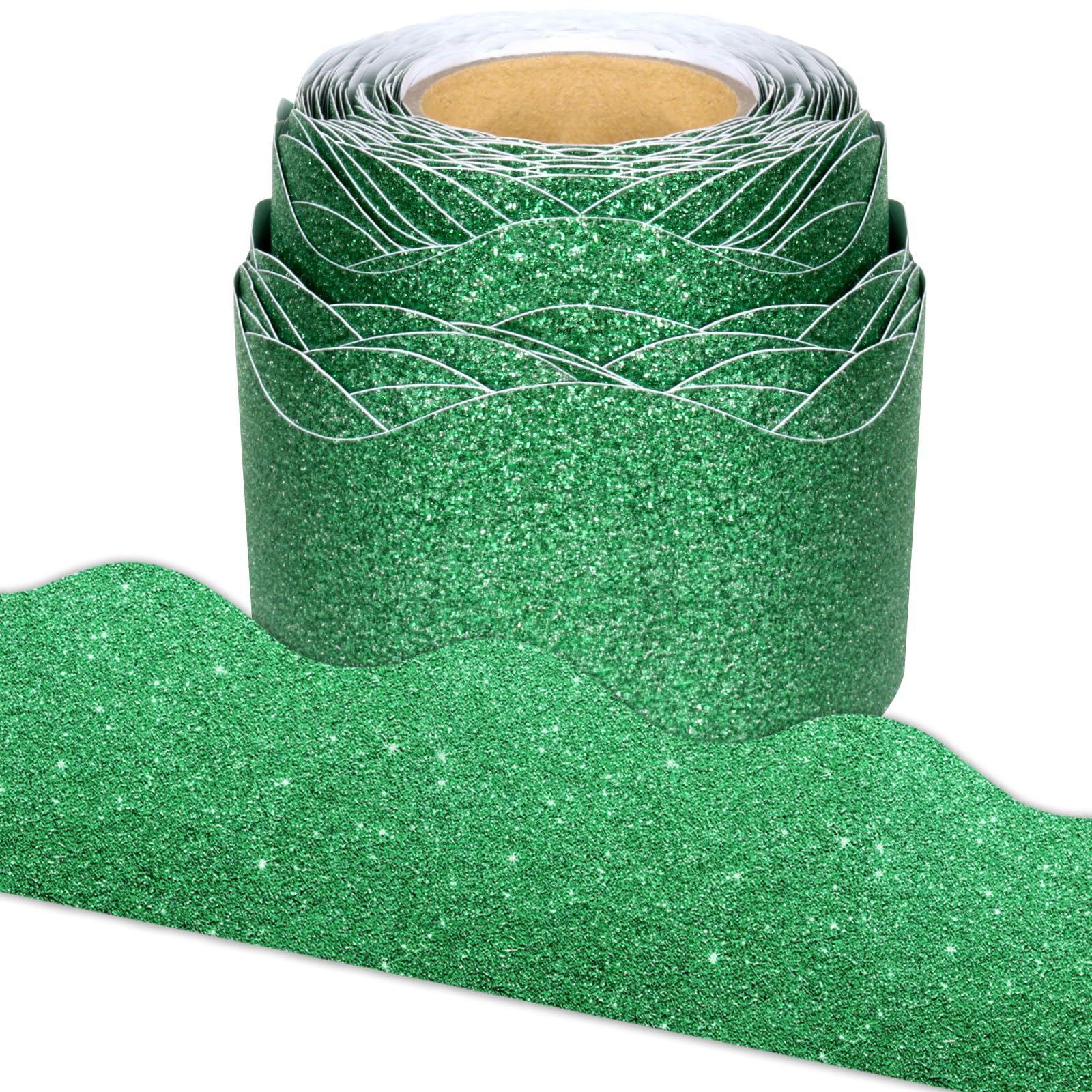 Amazon.com: 65.6Ft Green Glitter Bulletin Board Borders, Shine Green ...
