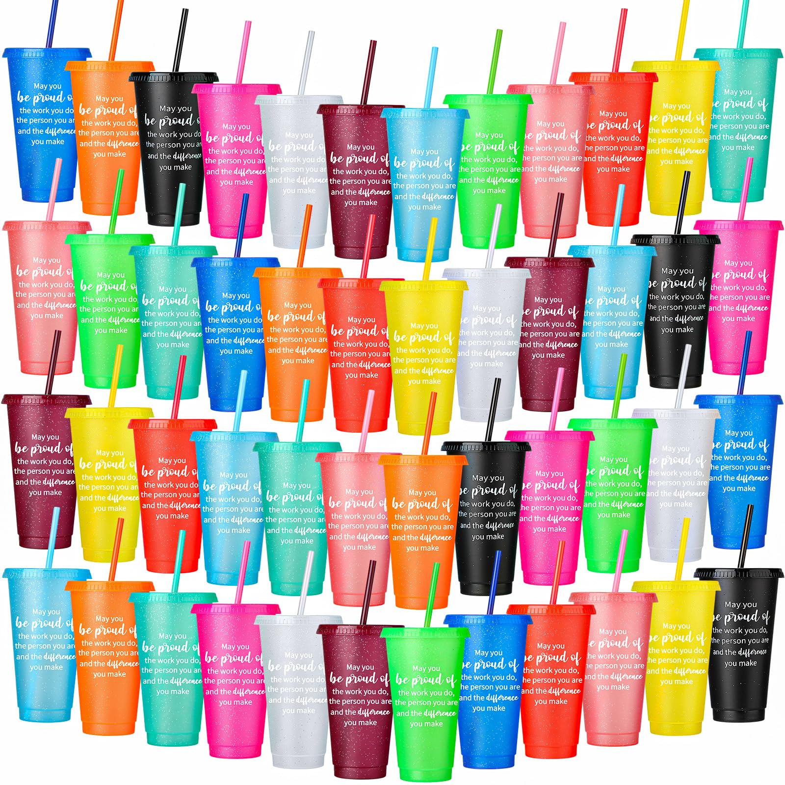 Amazon.com | Dandat 48 Pcs Appreciation Tumblers Gifts Bulk 24 oz ...