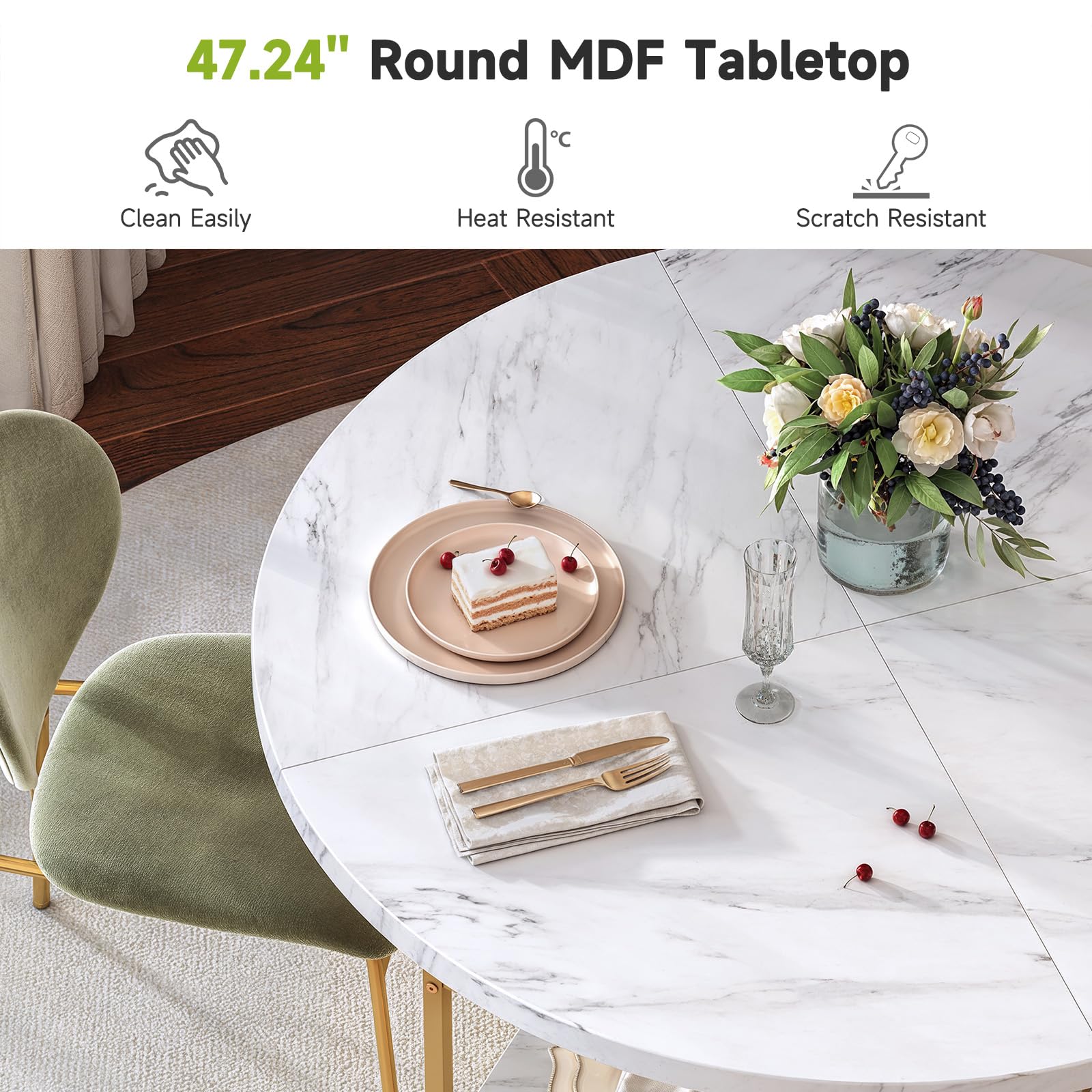 Snapklik.com : ONBRILL 47.24 Inch Round Dining Table For 4-6 People ...